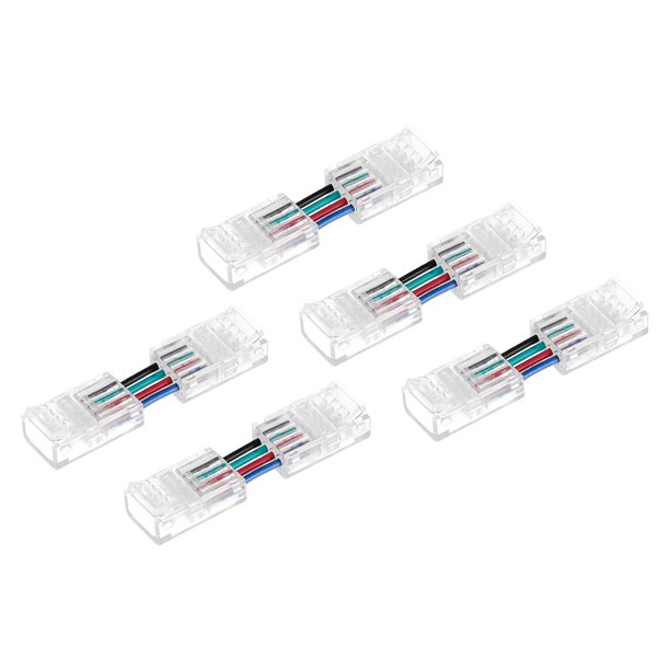 Uxcell 4Pin RGB LED Strip Connectors, 10mm Solderless Adapter for 5050 ...