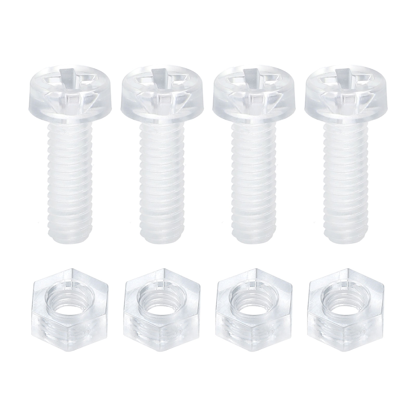 Uxcell 4Set Clear Acrylic Screws Kit, M4 x 12mm Round Head Phillips ...