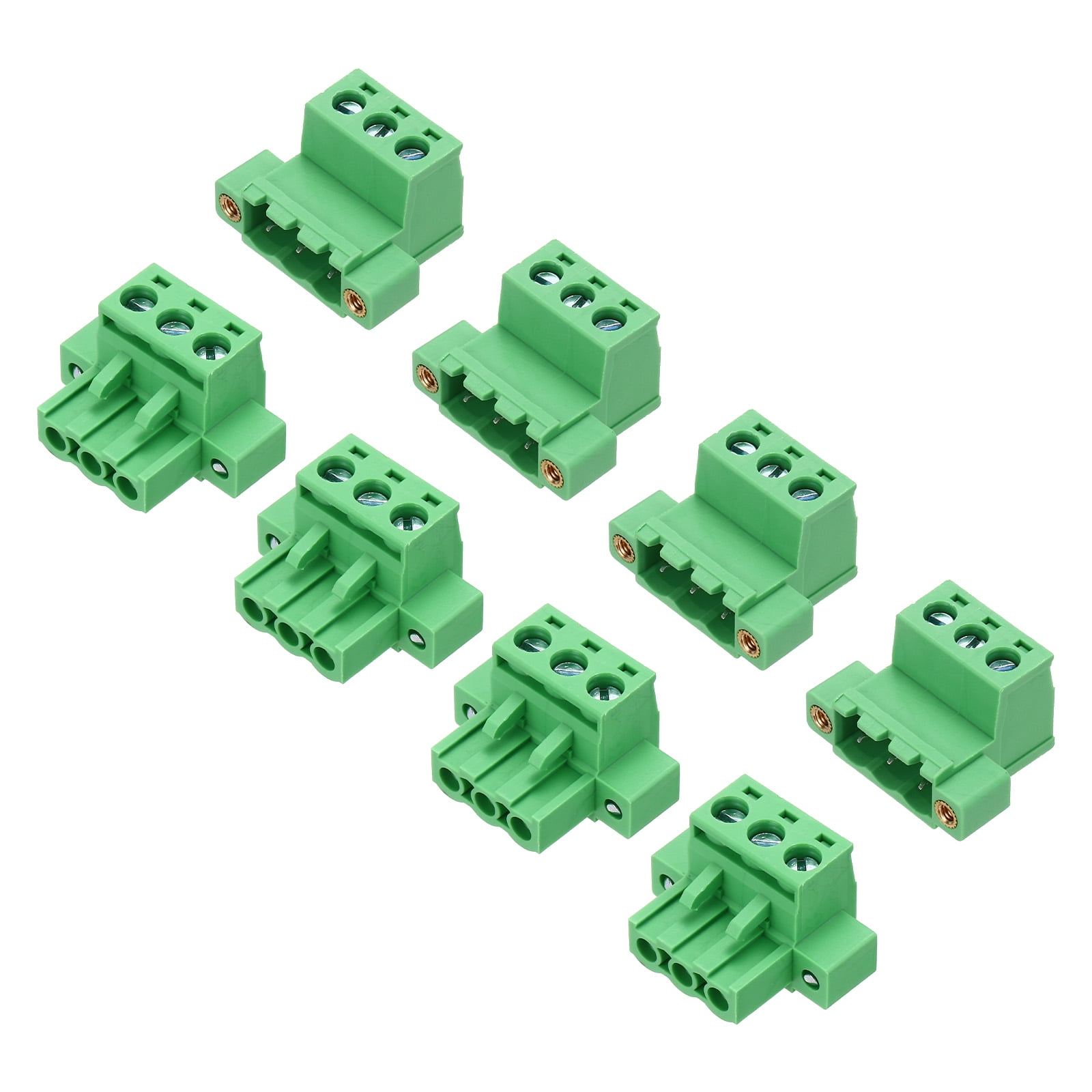 Uxcell 4Set PCB Terminal Block, 300V 10A Male&Female 3 Pin 5.08mm Distance PCB Screw Mount ...