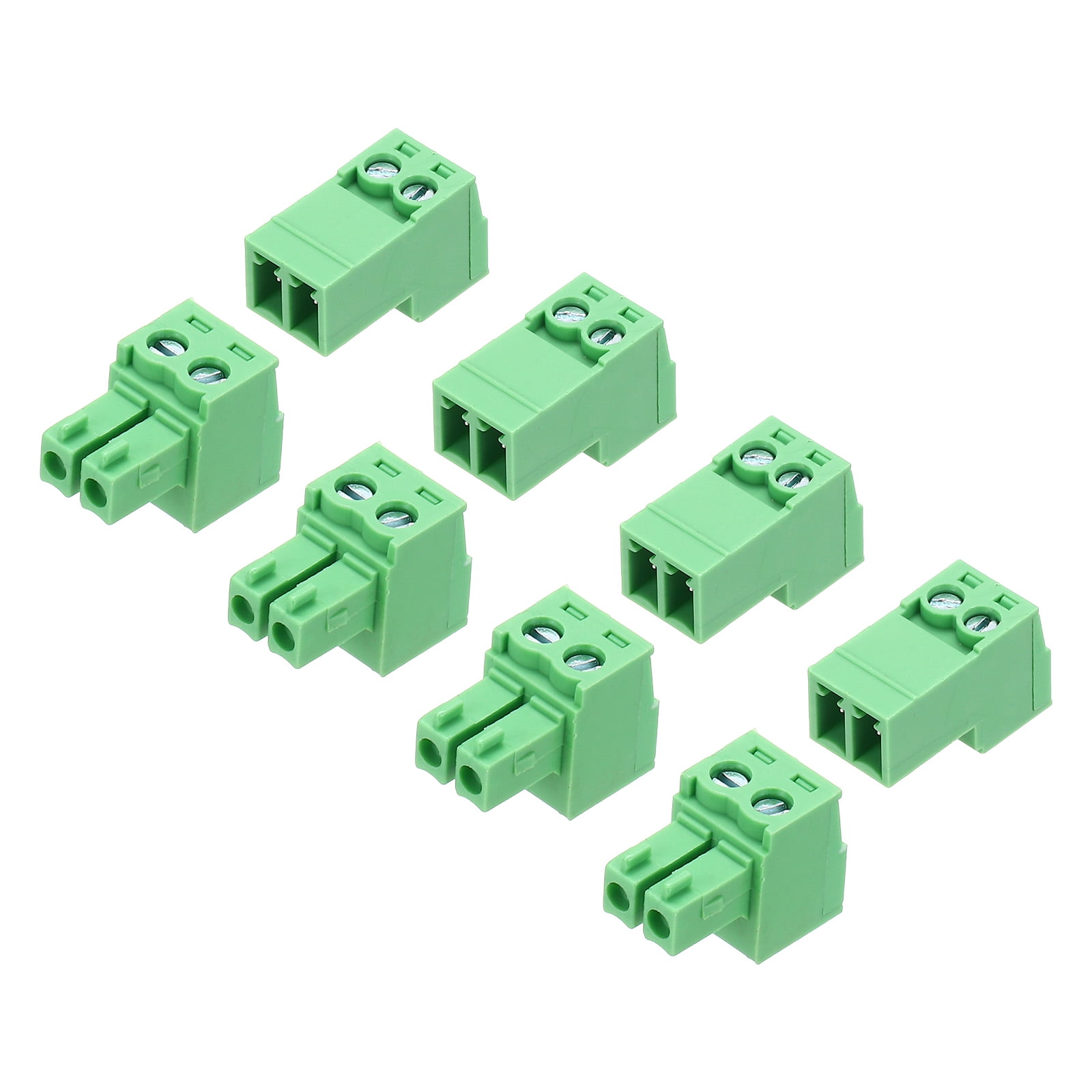 Uxcell 4Set PCB Terminal Block, 300V 8A Male&Female 2 Positions 3.81mm Distance PCB Screw Mount ...