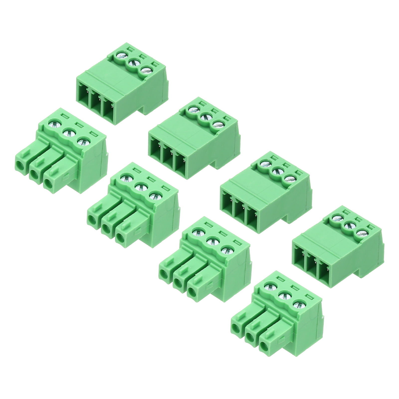Uxcell 4Set PCB Terminal Block, 300V 8A Male&Female 3 Positions 3.81mm Distance PCB Screw Mount ...