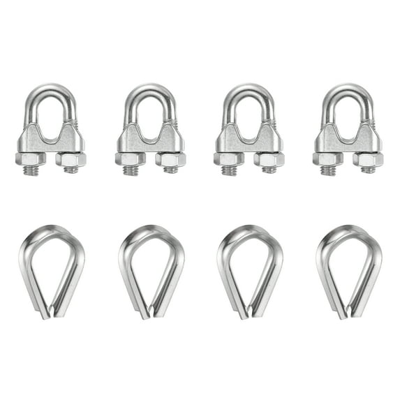 Uxcell 4Set Wire Rope Cable Clip Clamps 1/2 Inch M12 Small 304 ...