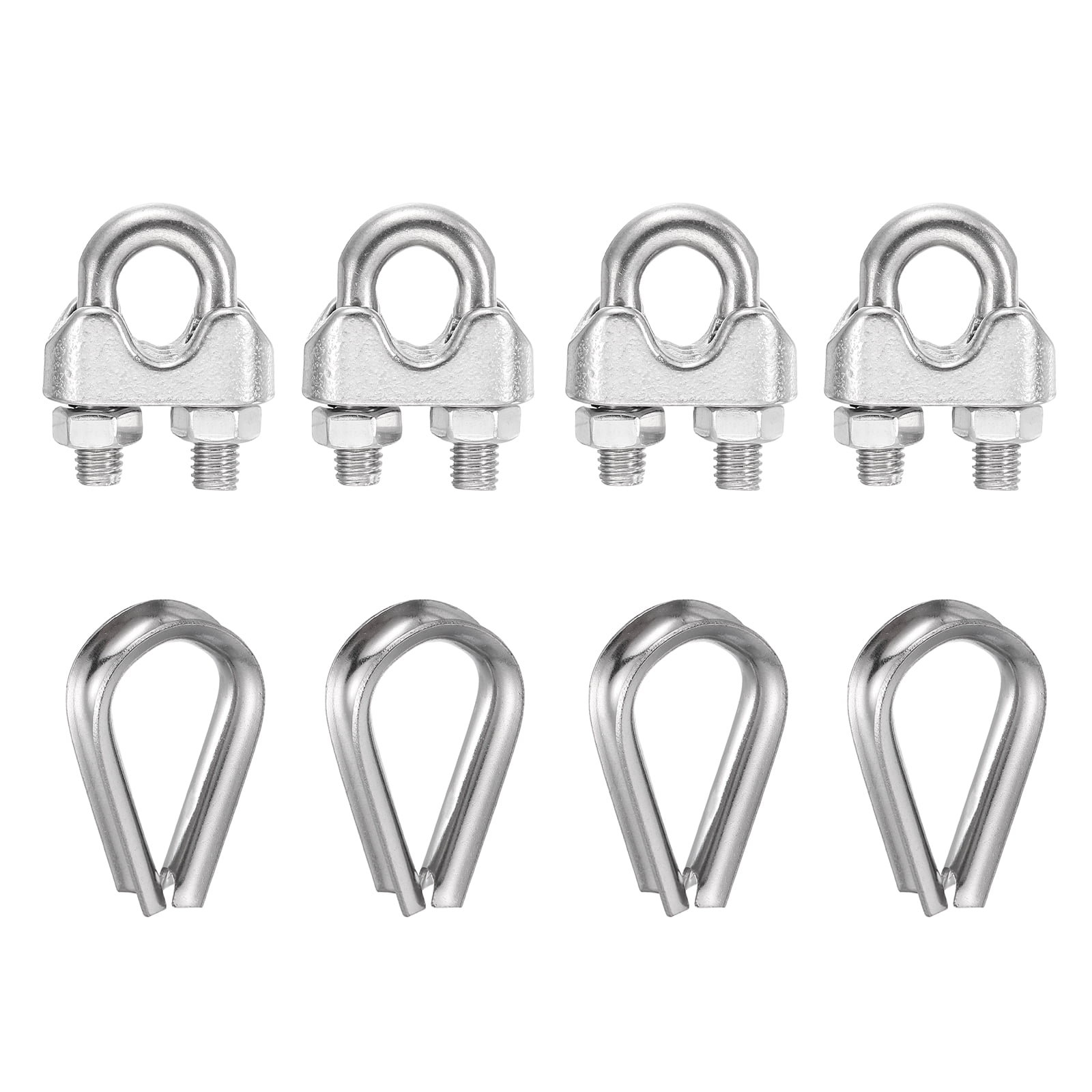 Uxcell 4Set Wire Rope Cable Clip Clamps 3/16 Inch M5 Small 304 Stainless Steel U Bolt Saddle ...