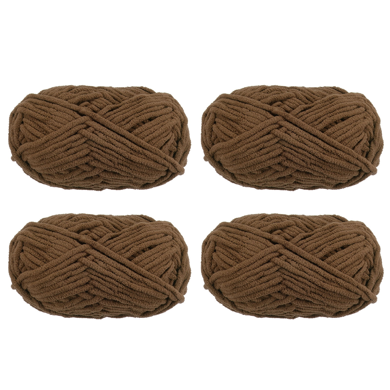 Uxcell 4Skeins Chenille Yarn Blanket Yarn 4x100g/14oz Gauge 5# Bulky Polyester Brown, 4x68m ...