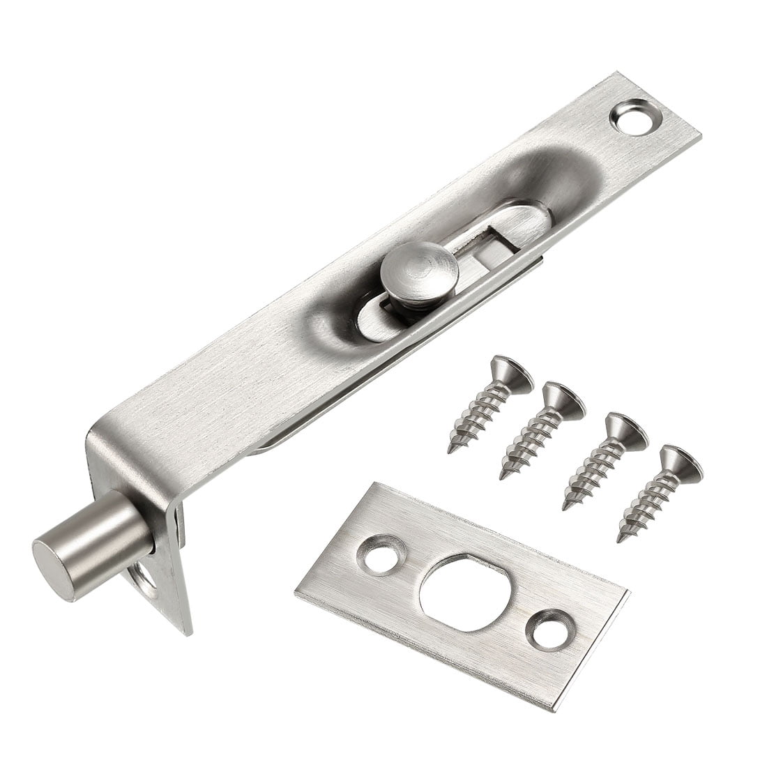 Uxcell 4inch Stainless Steel Vibration Polishing Flush Bolt Silver Tone ...