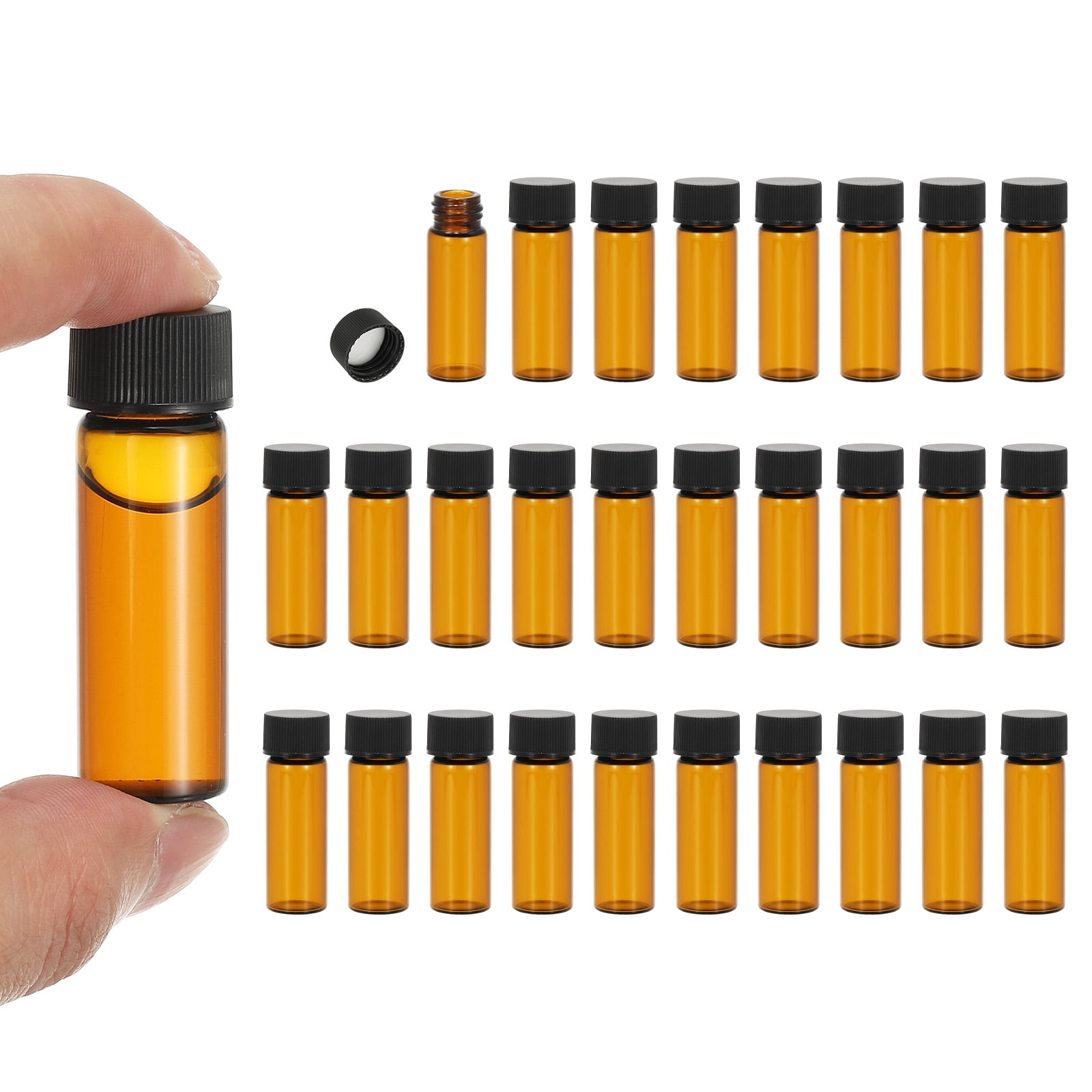Uxcell 4ml Amber Glass Vials, 28 Pack Sample Vials with Screw Cap ...