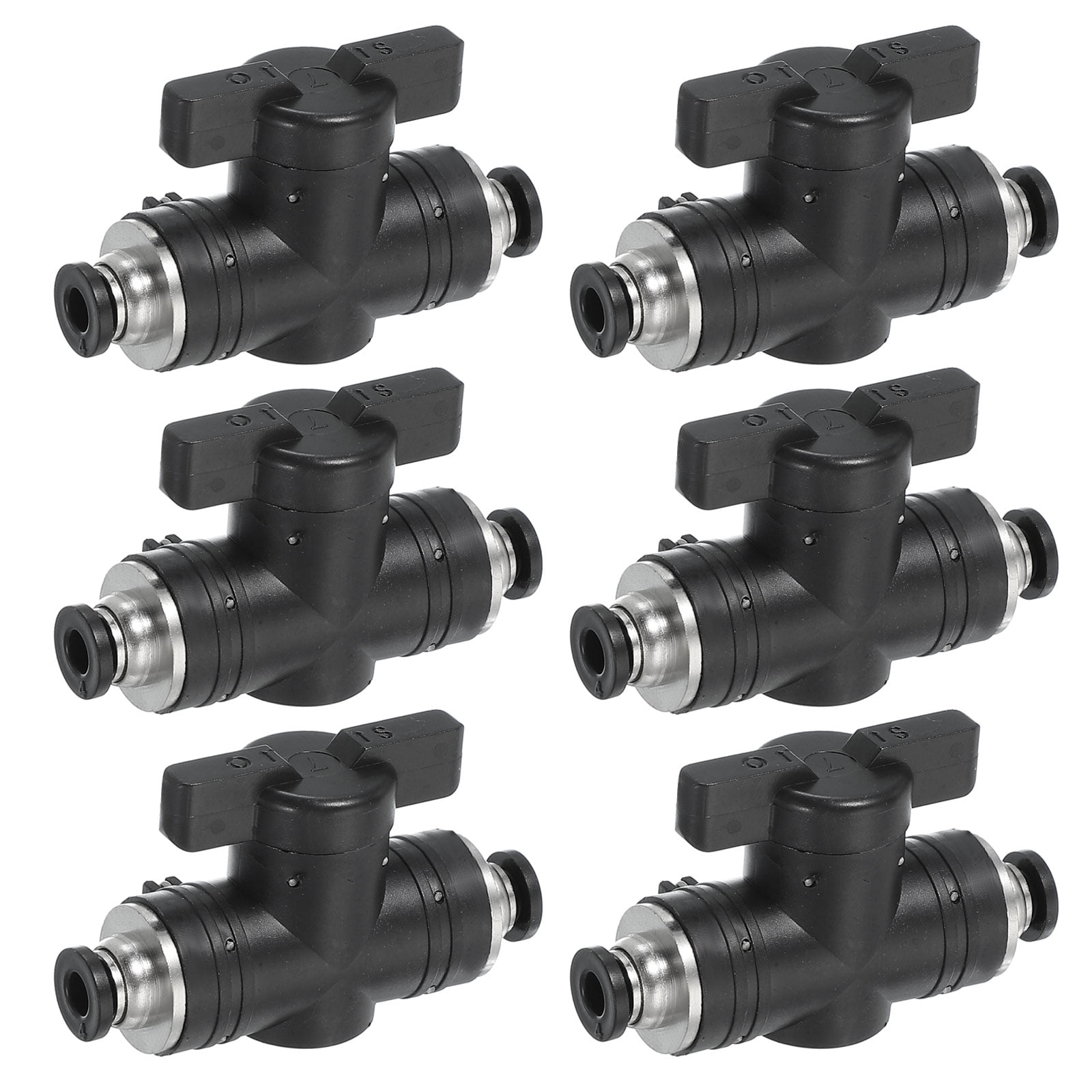 Uxcell 4mm (3/20") Push to Connect Fittings Ball Valve, 6 Pcs 0-60 Degree BUC Air Flow Control ...