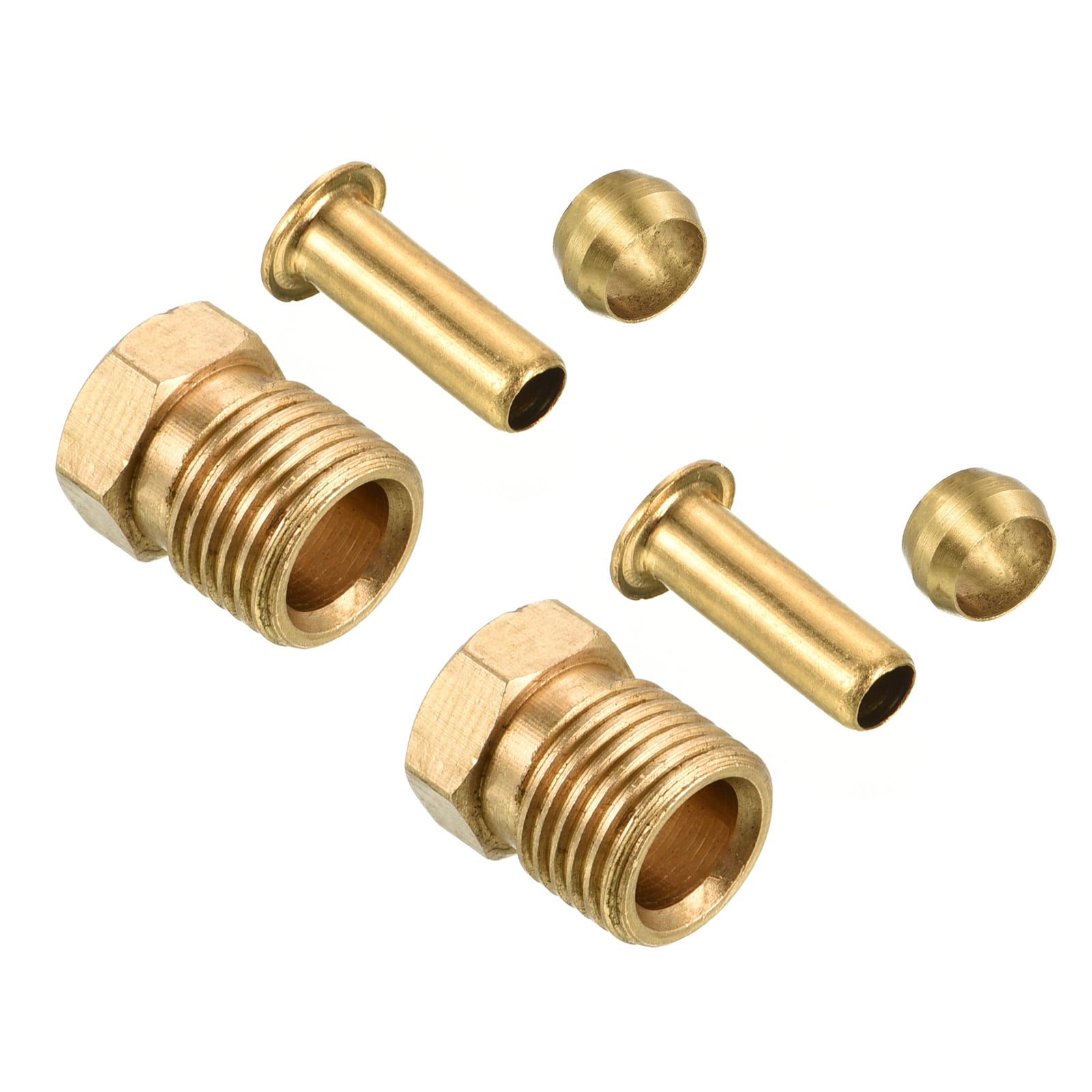 Uxcell 4mm ID 6mm OD Tube Brass Compression Kit 2 Set, Sleeve Ferrule ...