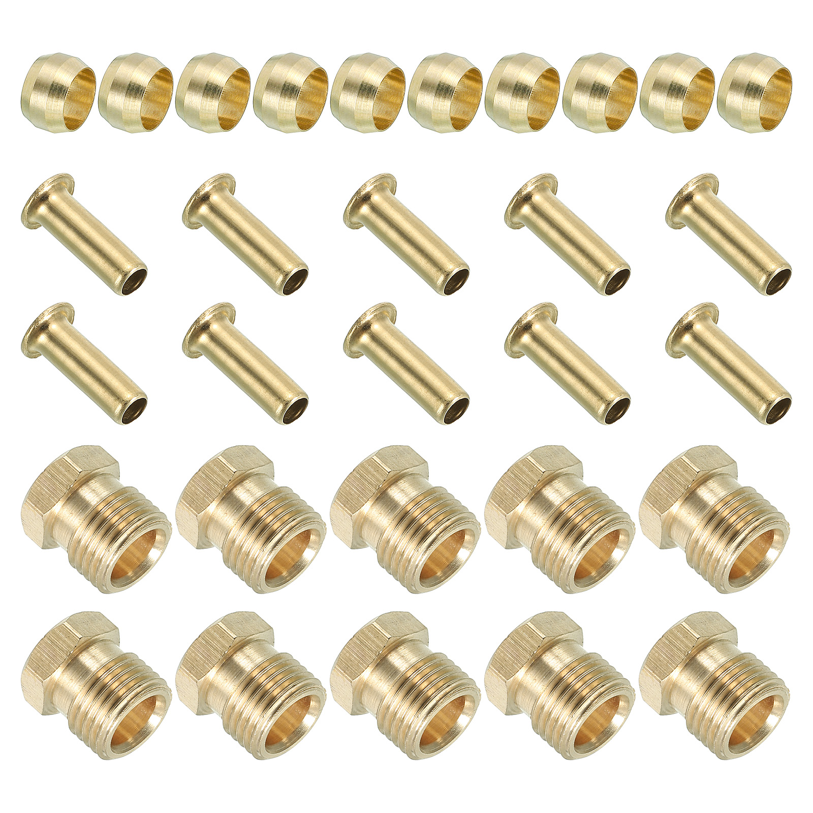 Uxcell 4mm ID 6mm OD Tube Compression Assortment Kit, 15 Set Brass ...