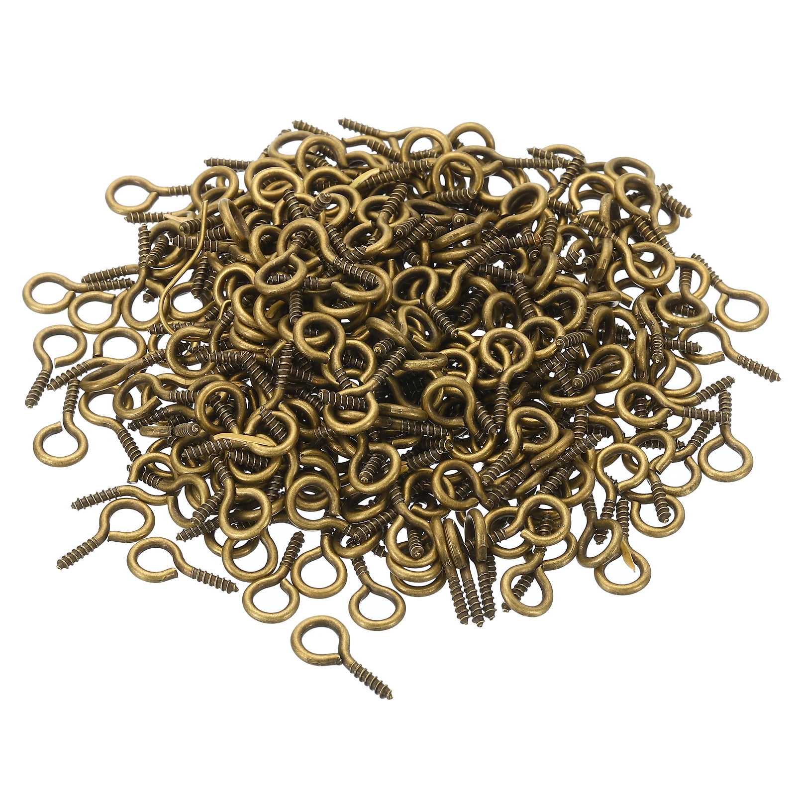 Uxcell 4mm ID x 15mm L Screw Eyes Pin Mini Small Eye Hooks Bronze 300 ...
