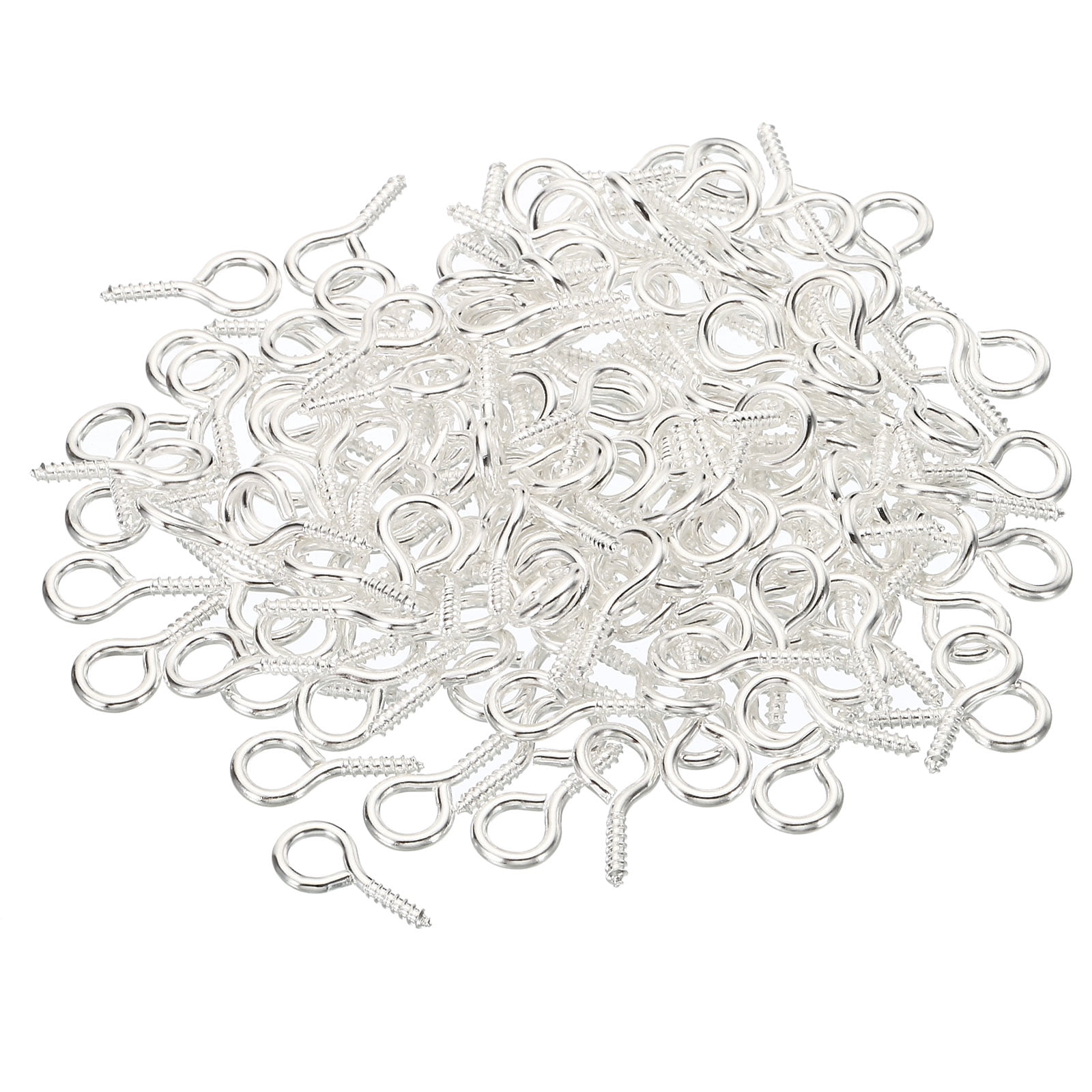 Uxcell 4mm ID x 15mm L Screw Eyes Pin Mini Small Eye Hooks Silver 150 ...