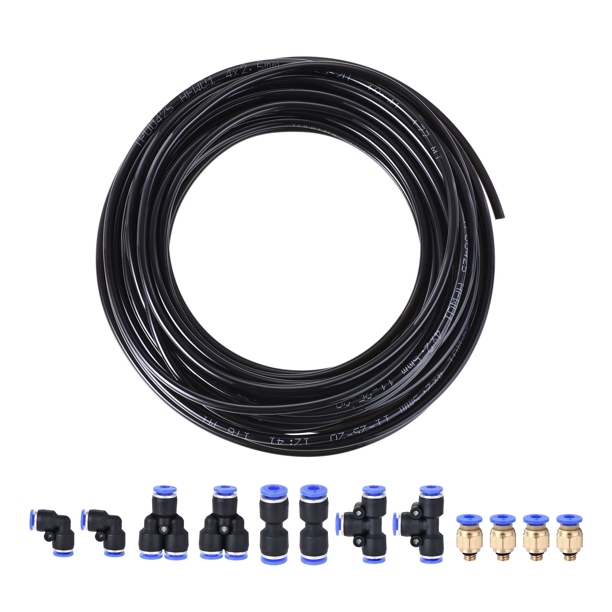 Uxcell 4mm OD PU Air Tubing Kit Hose Air Line Tubing 10M Black with ...