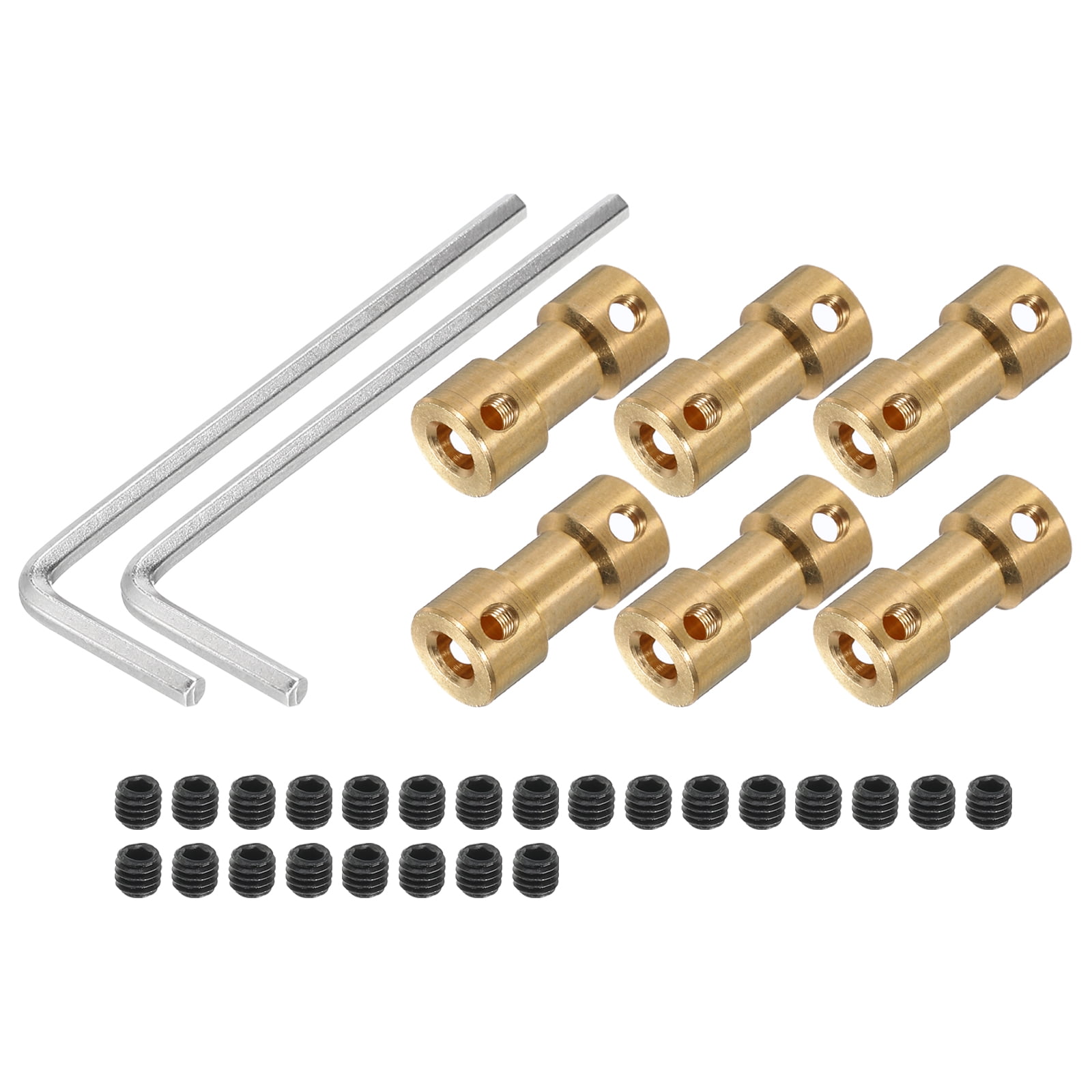 Uxcell 4mm to 6mm Bore Rigid Coupling 20mm x 9mm M3 Brass Shaft Copper ...