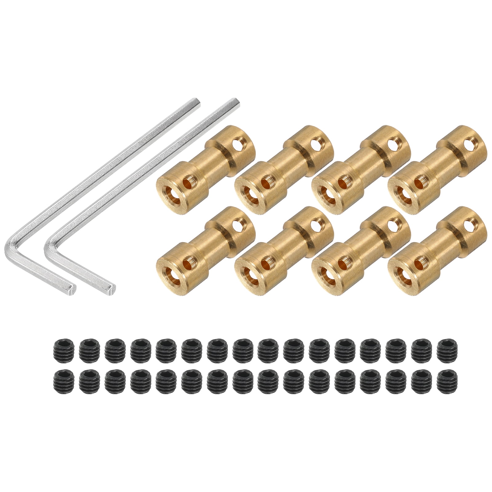 Uxcell 4mm to 6mm Bore Rigid Coupling 20mm x 9mm M3 Brass Shaft Copper ...