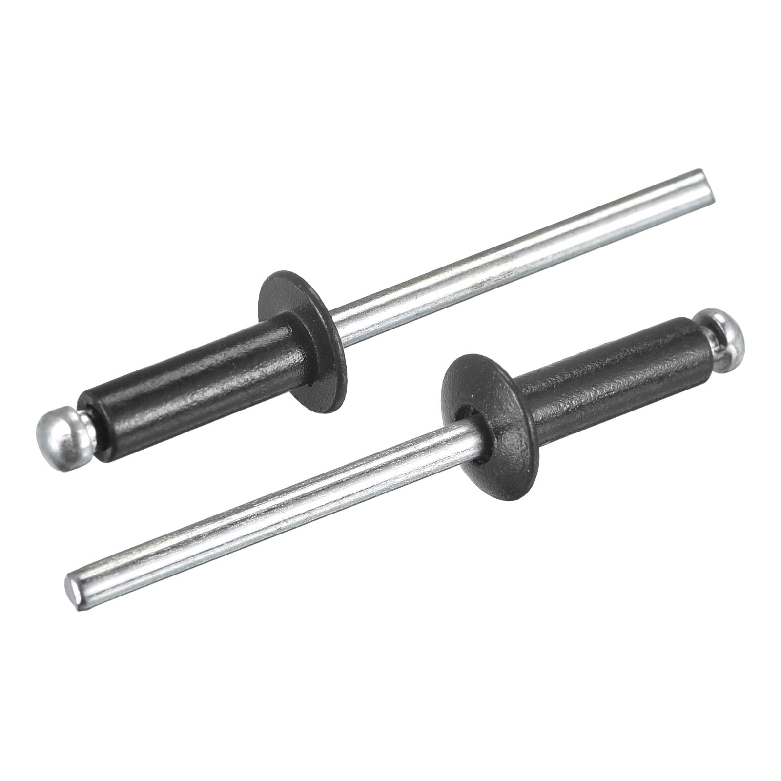 Uxcell 4mm x 12mm Aluminum Open End Flat Round Head Blind Rivets, Black ...