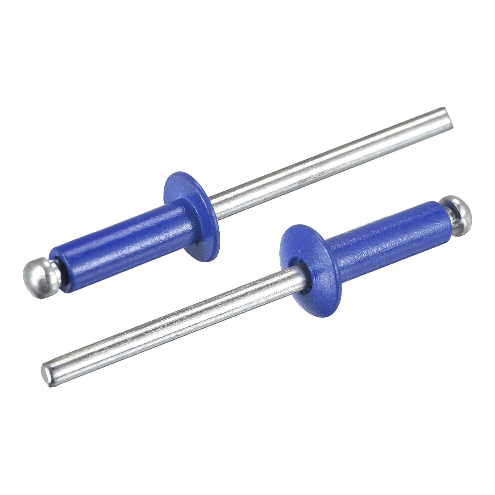 Uxcell 4mm x 12mm Aluminum Open End Flat Round Head Blind Rivets, Blue ...