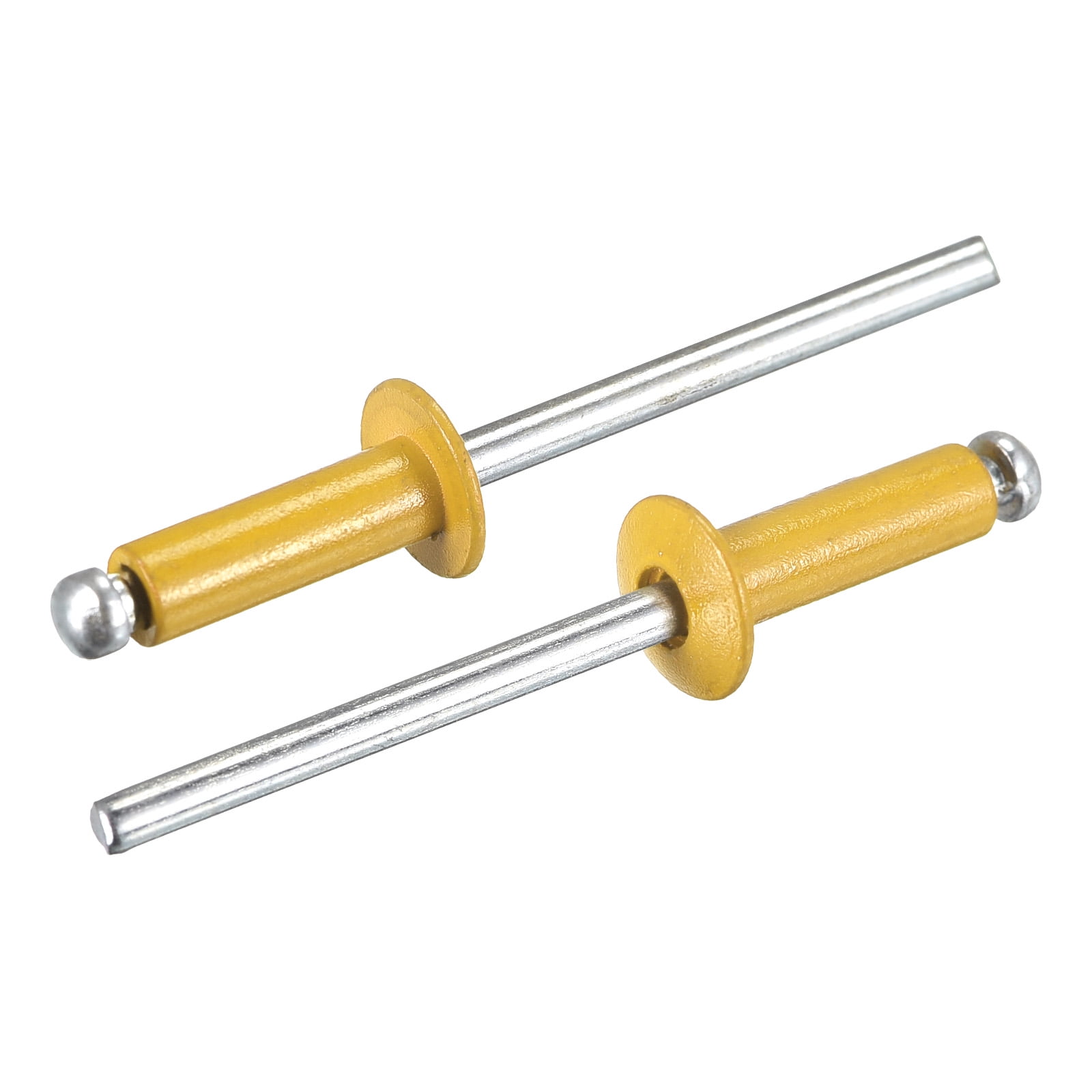 Uxcell 4mm x 12mm Aluminum Open End Flat Round Head Blind Rivets, Gold ...