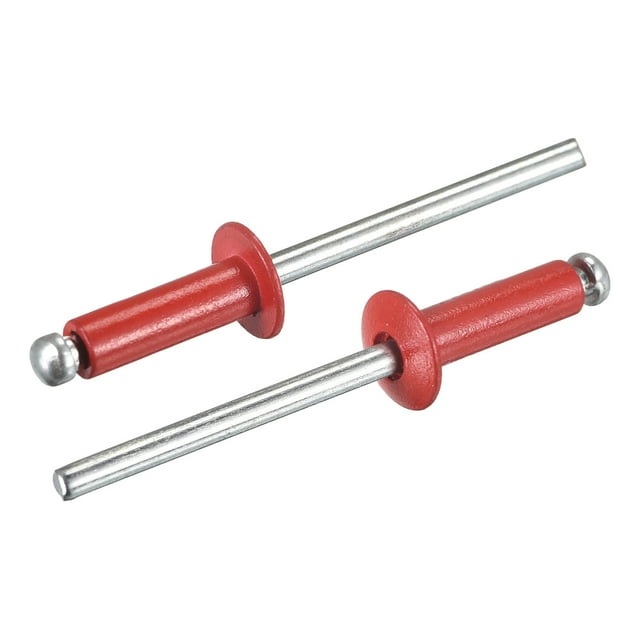 Uxcell 4mm x 12mm Aluminum Open End Flat Round Head Blind Rivets, Red ...