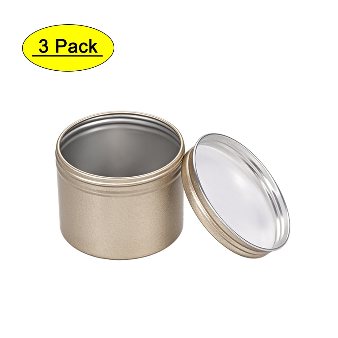 Uxcell 4oz 120ml Screw Top Lid Round Cans Tin Containers Aluminum Gold ...
