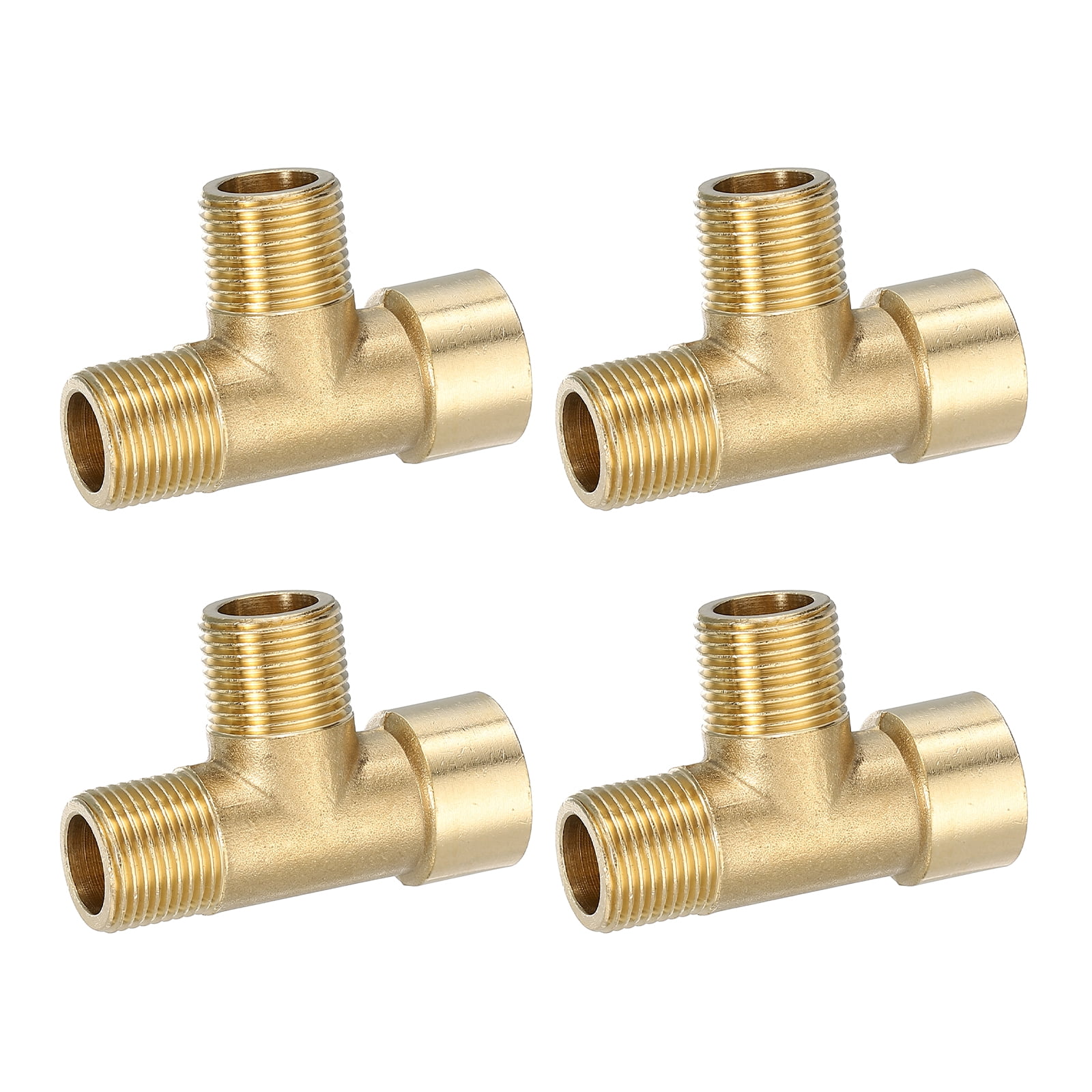 Uxcell 4pack Brass Tee Pipe Fitting, 3/8" 3 Way T-Connector Male x Male ...