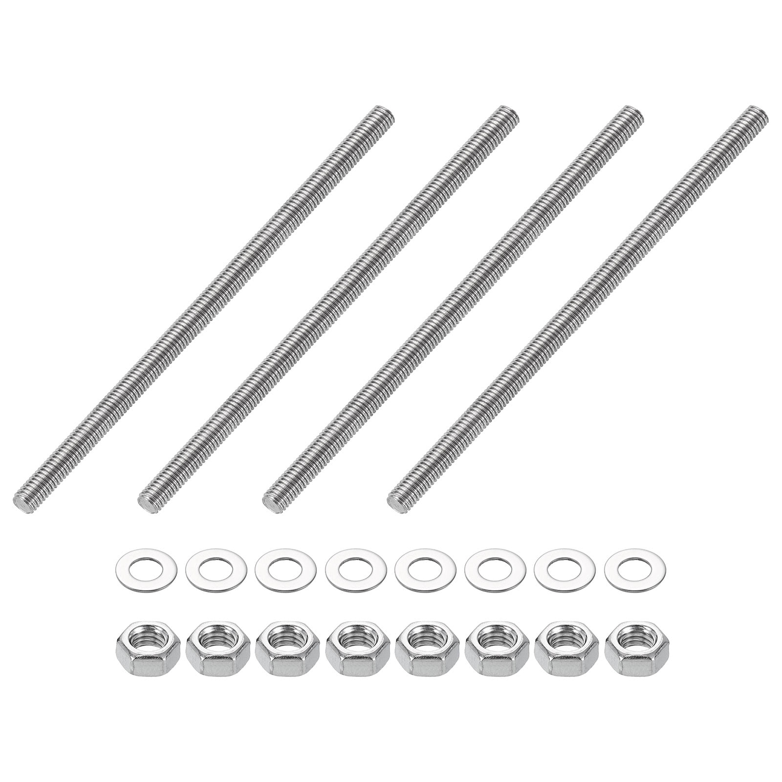 Uxcell 4pack Fully Threaded Rod, M5 x 100mm 201 Stainless Steel Right ...