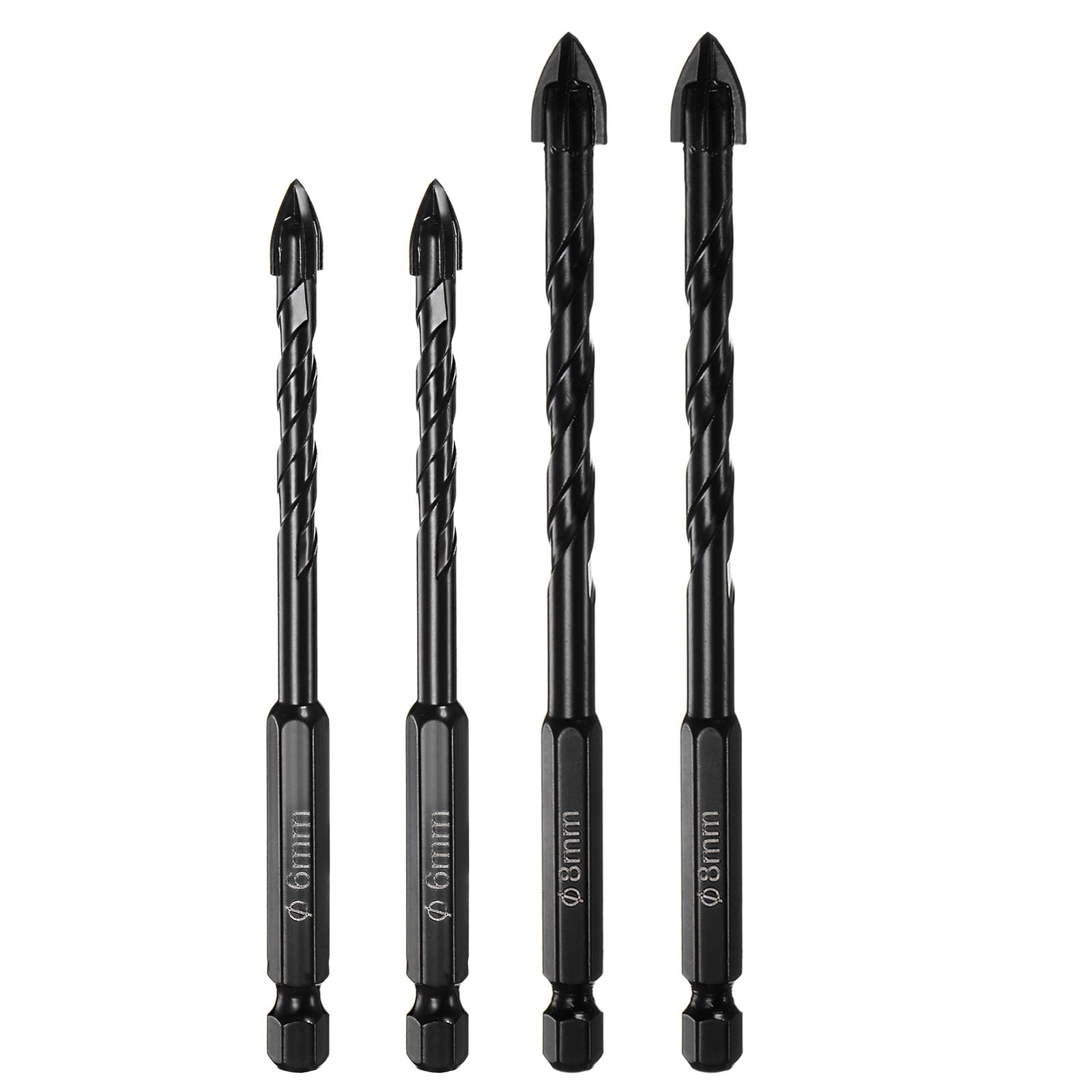 Unique Bargains 4pack Masonry Drill Bit Set, 6mm to 8mm Concrete Drill ...
