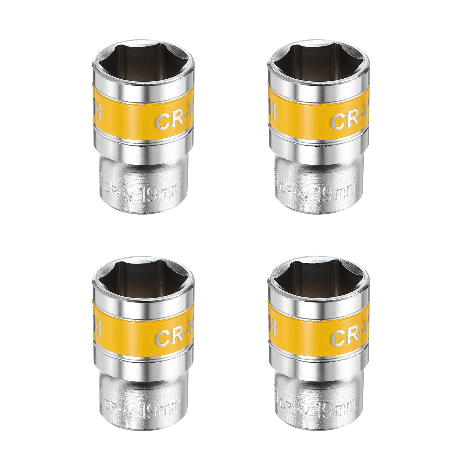 Uxcell 4pcs 1/2" Drive 6 Points Socket 19mm CR-V Metric Shallow Impact ...