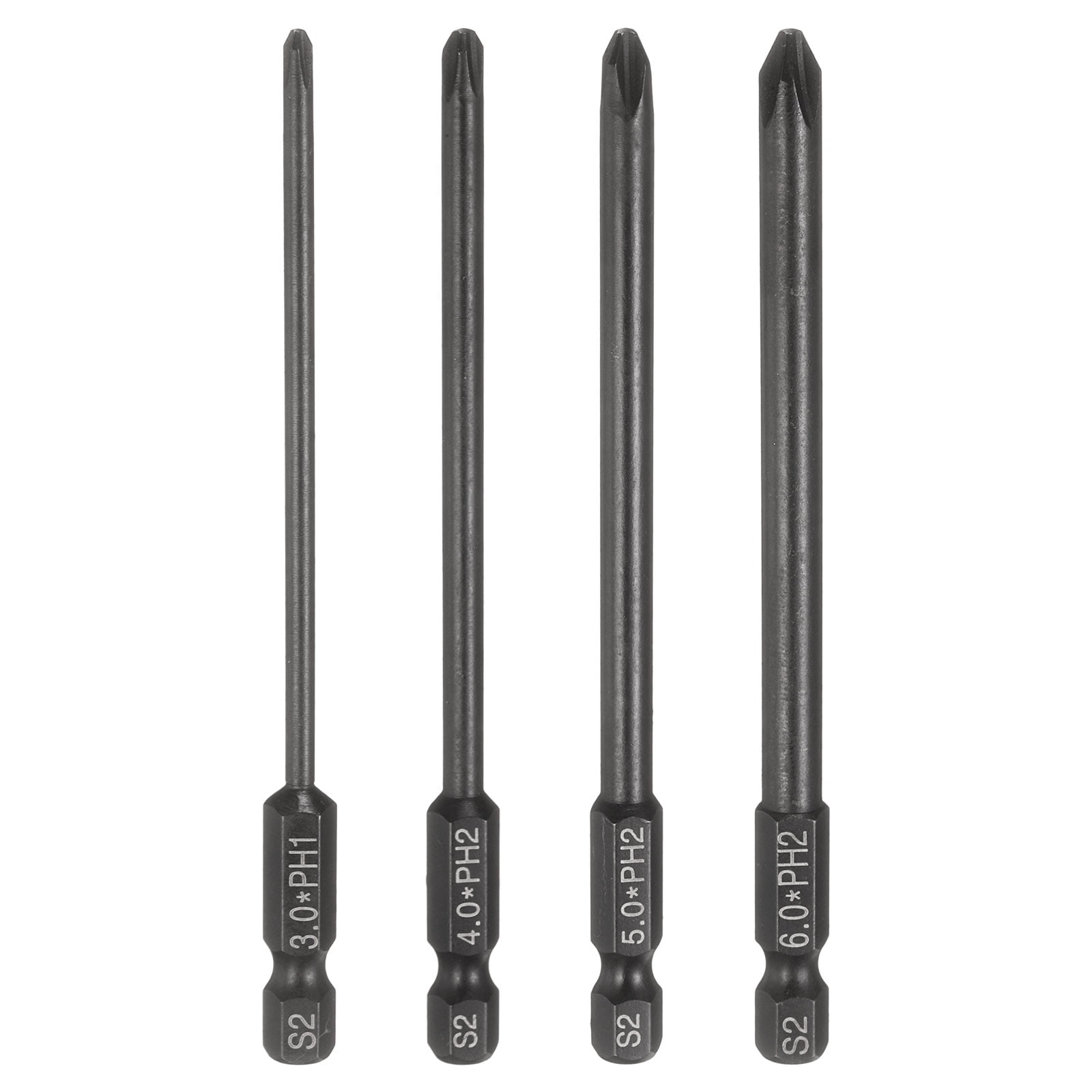 Uxcell 4pcs #1+#2 Phillips Screwdriver Bit PH1+PH2 1/4" Hex Shank 4 ...