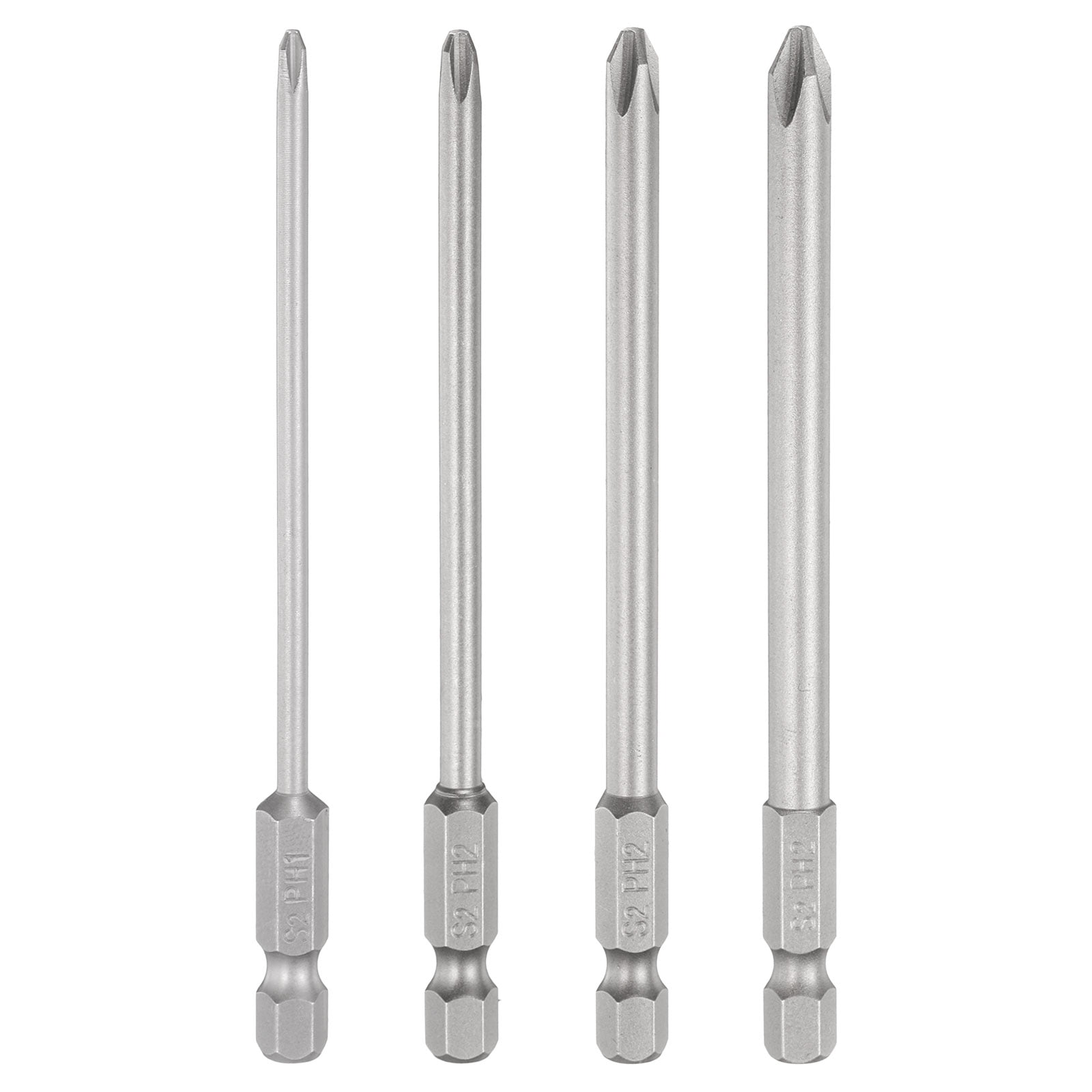 Uxcell 4pcs #1+#2 Phillips Screwdriver Bit PH1+PH2 1/4" Hex Shank 4 ...