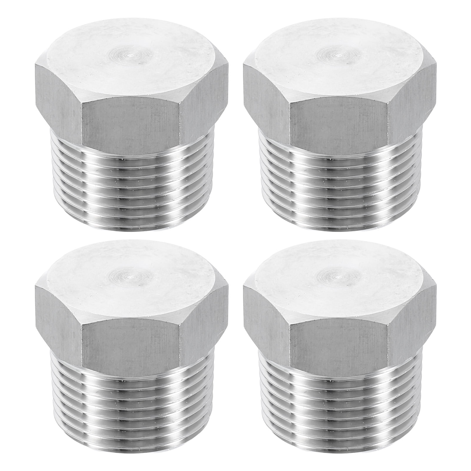 Uxcell 4pcs 304 Stainless Steel Pipe Plug Fitting 3/4" PT Male Thread Outer Hex Head Cap ...