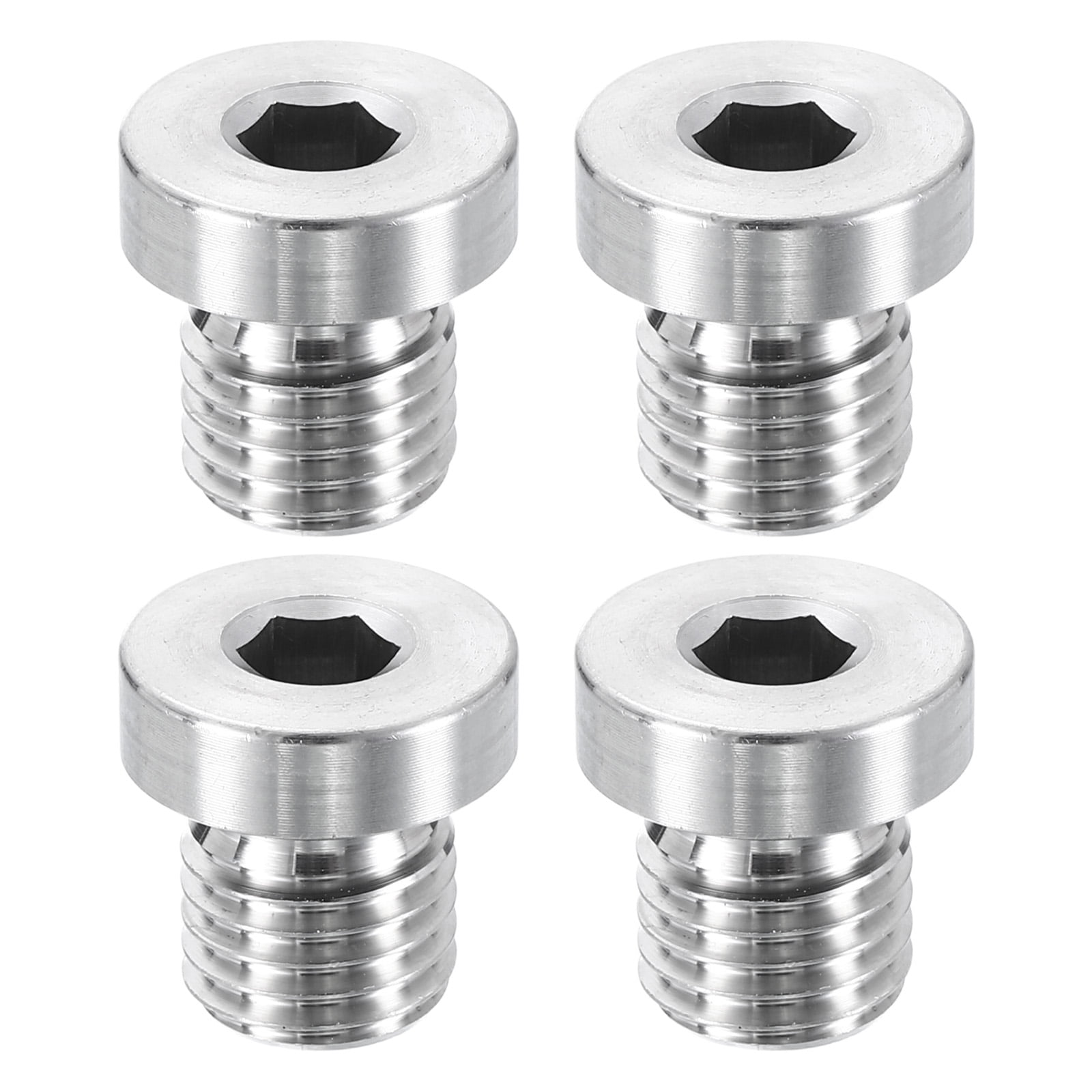 Uxcell 4pcs 304 Stainless Steel Pipe Plug Fitting M12x1.5 Metric Male Thread Inner Hex Head Cap ...
