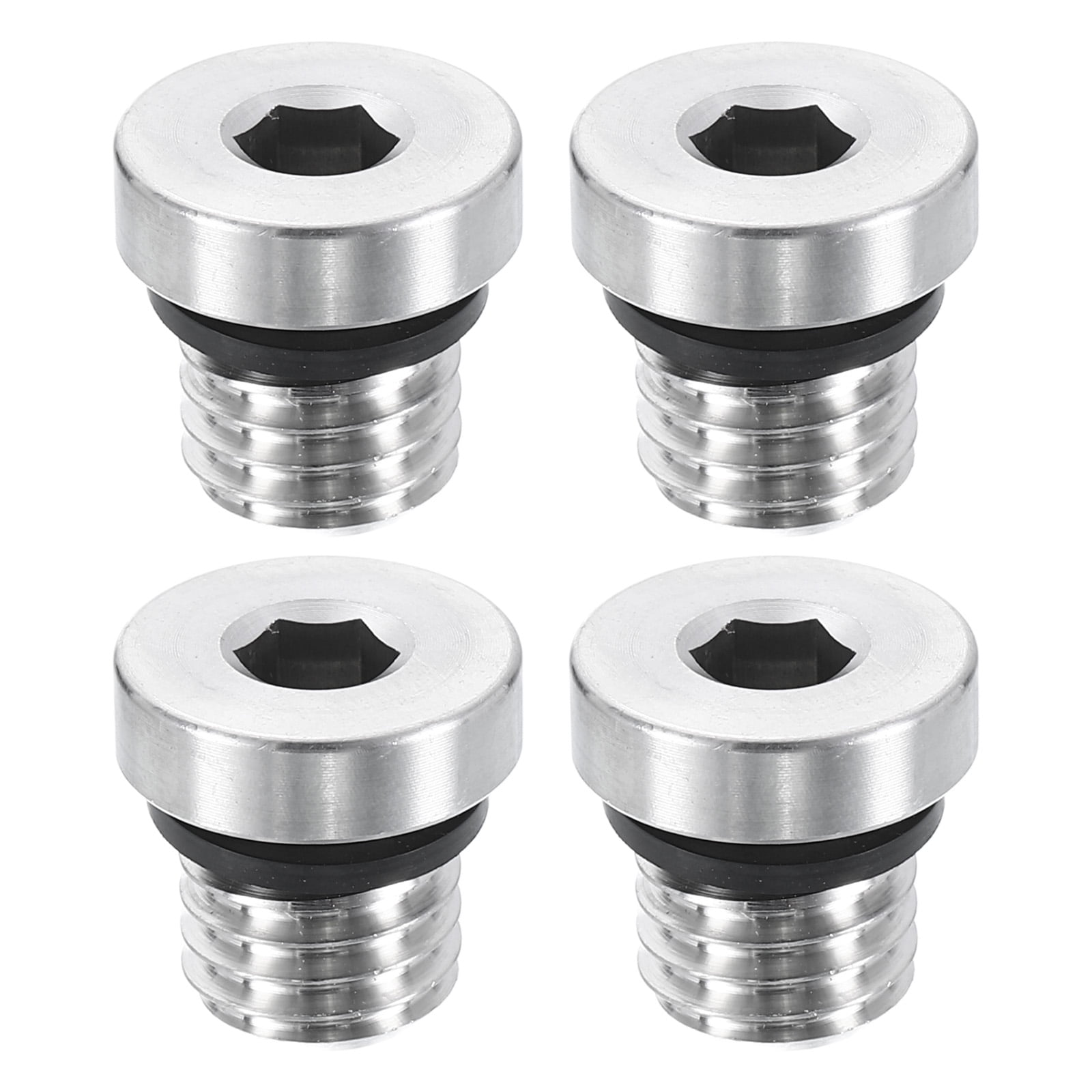 Uxcell 4pcs 304 Stainless Steel Pipe Plug Fitting M12x1.75 Metric Male Thread Inner Hex Head Cap ...
