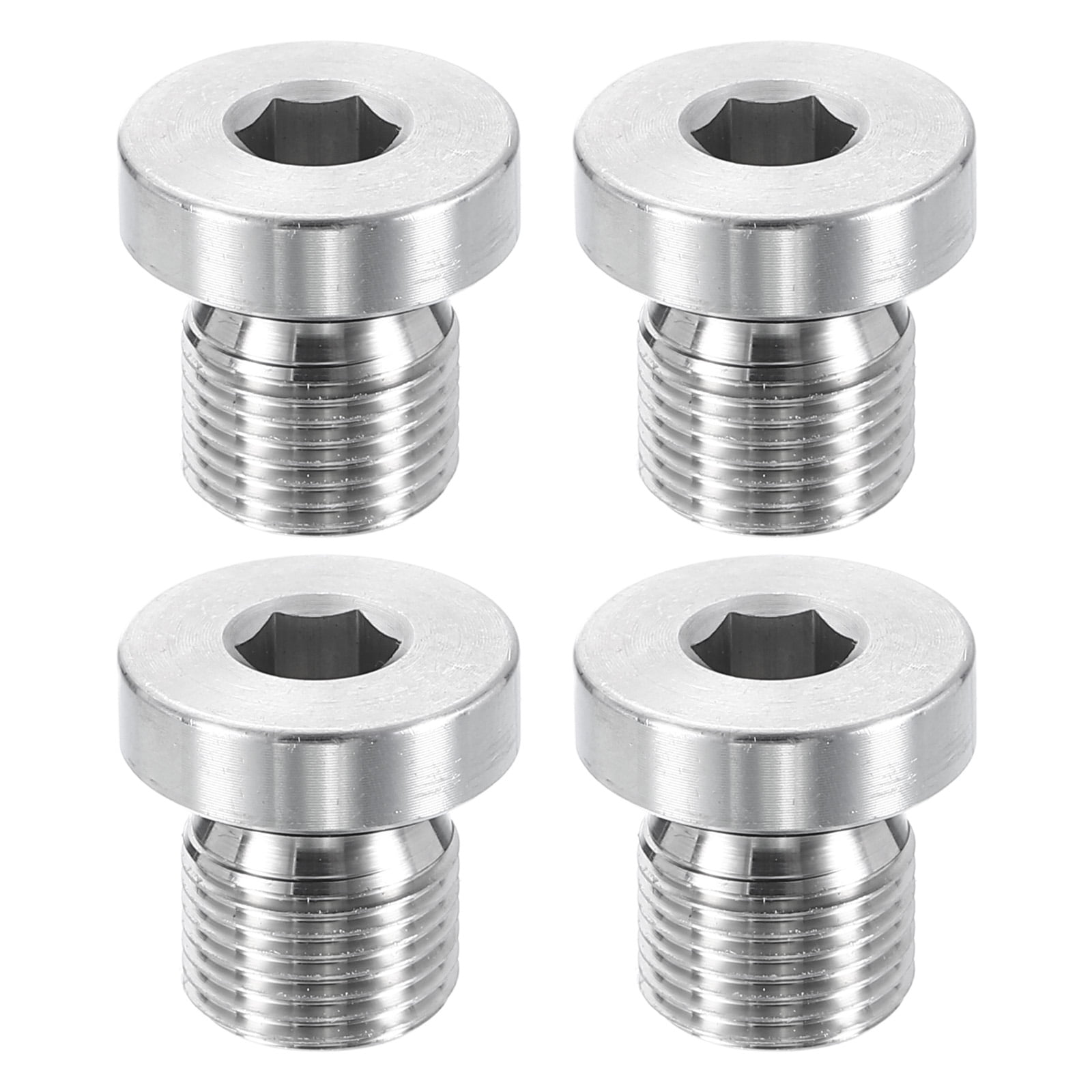 Uxcell 4pcs 304 Stainless Steel Pipe Plug Fitting M12x1 Metric Male Thread Inner Hex Head Cap ...
