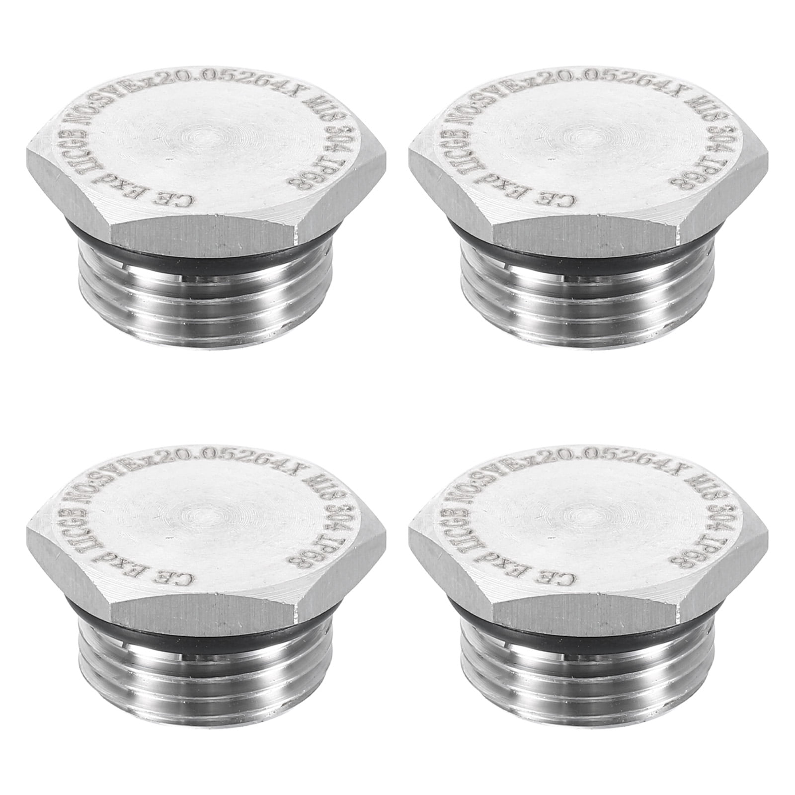 Uxcell 4pcs 304 Stainless Steel Pipe Plug Fitting M18x1.5 Metric Male Thread Outer Hex Head Cap ...