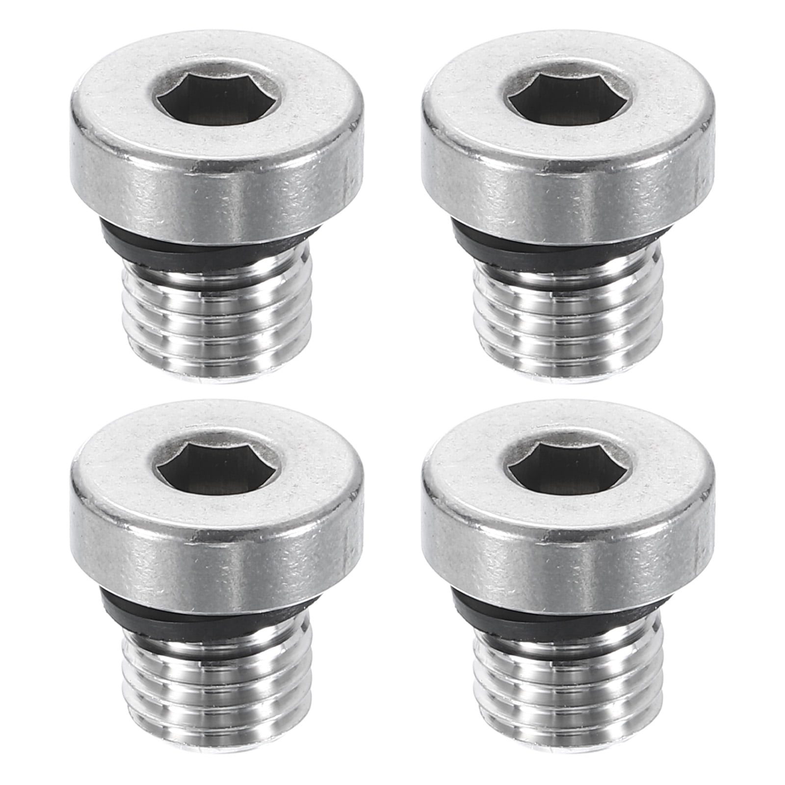 Uxcell 4pcs 304 Stainless Steel Pipe Plug Fitting M8x1 Metric Male Thread Inner Hex Head Cap ...