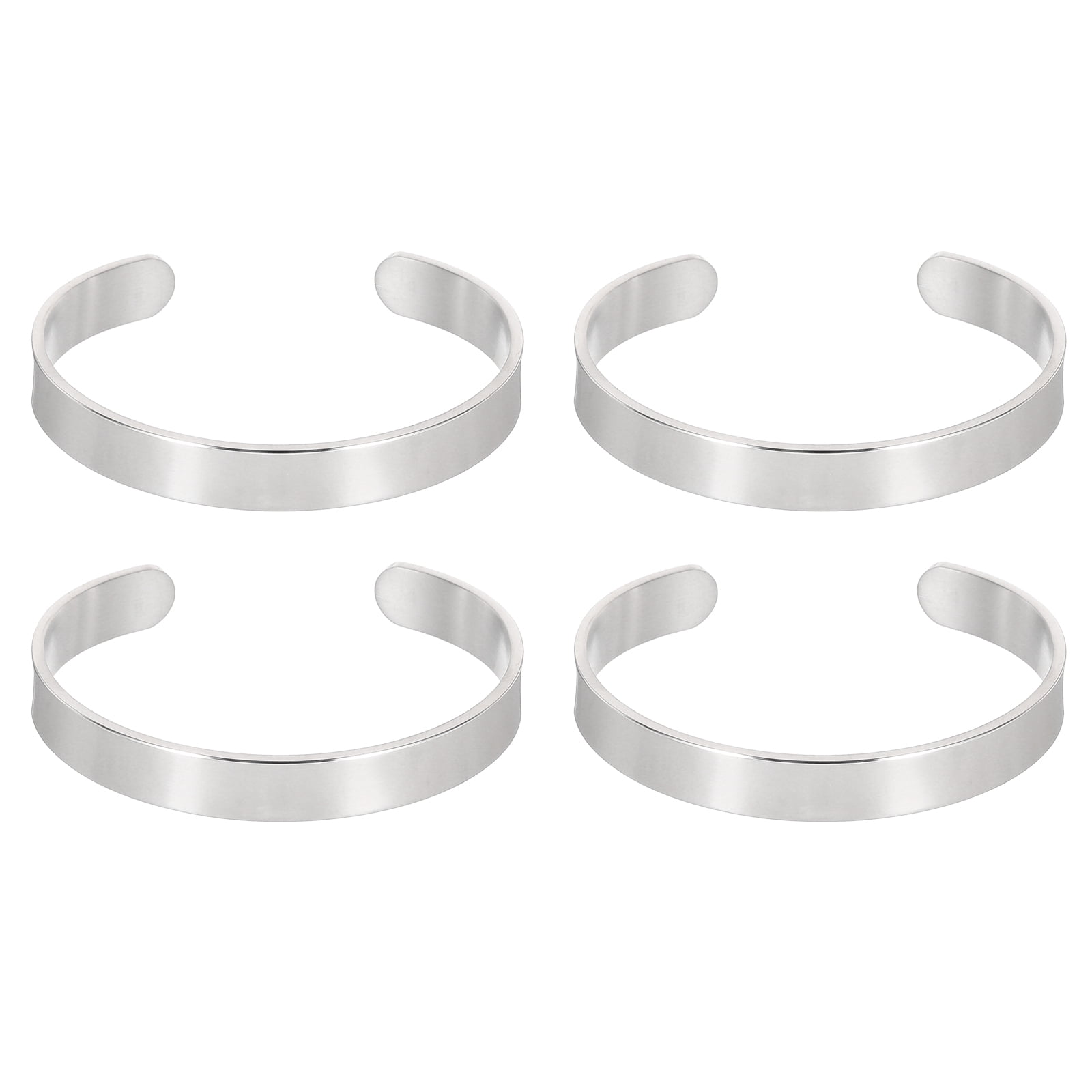 Uxcell 4pcs Bracelet Blanks, Silver Blank Titanium Steel Tags DIY ...