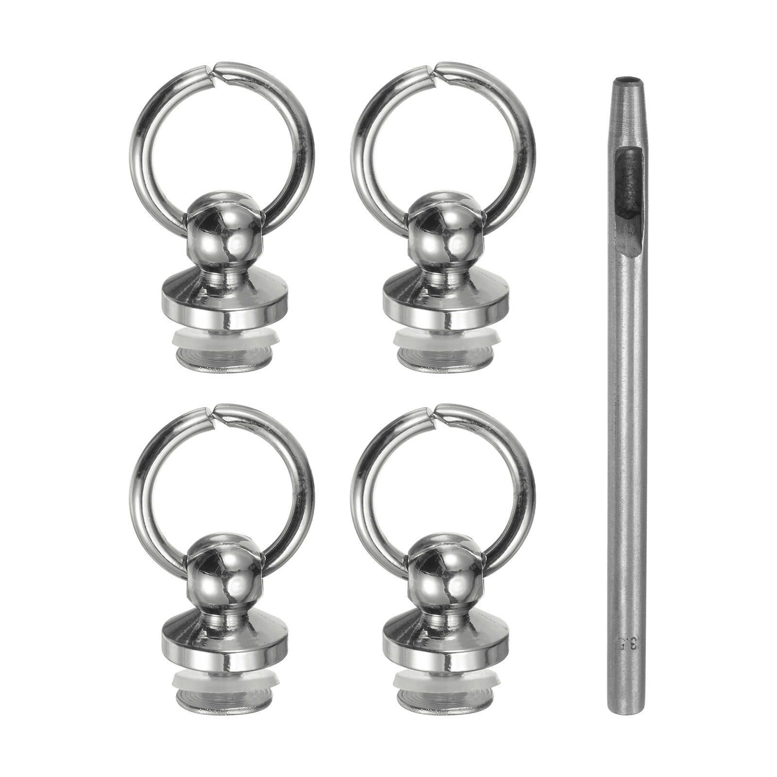 Uxcell 4pcs Brass Studs Rivets 8mm Metal D-Ring Button Rivets with 3 ...