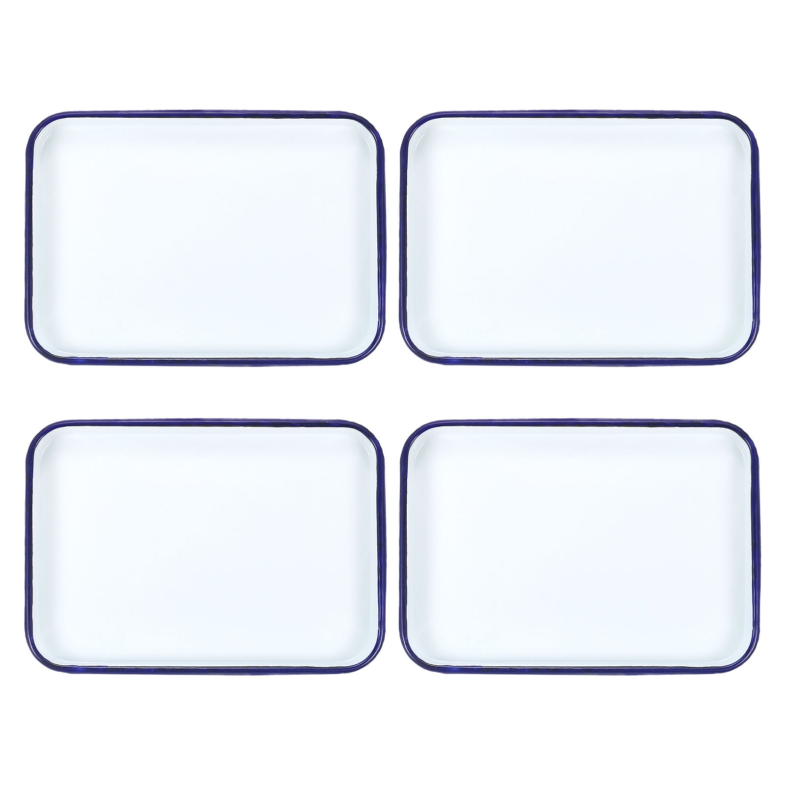 Uxcell 4pcs Butcher Tray Palette 10" x 7.1" Metal Triple Enamel coated ...