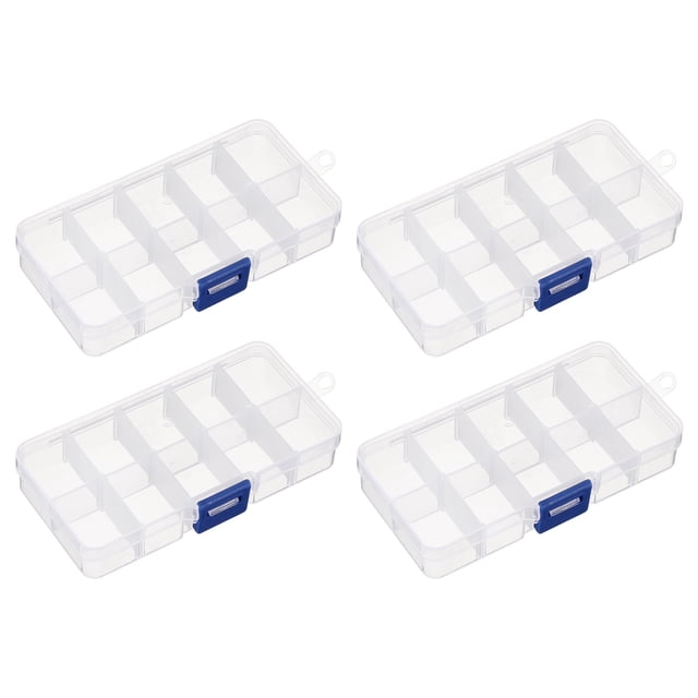Uxcell 4pcs Component Storage Box 10 Grids PP Electronic Organizer Box ...