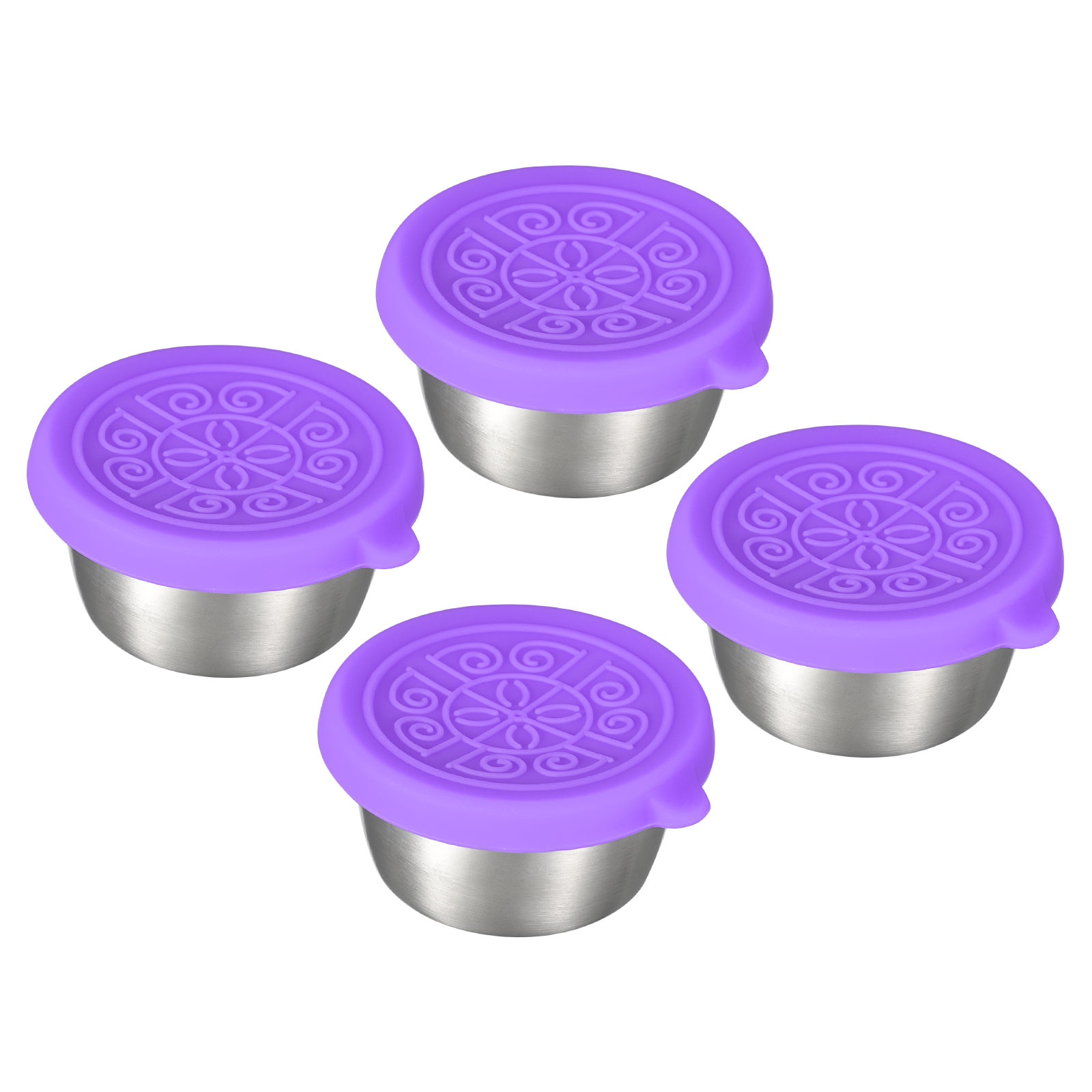 Uxcell 4pcs Condiment Containers with Lids, 1.7oz Stainless Steel Salad ...