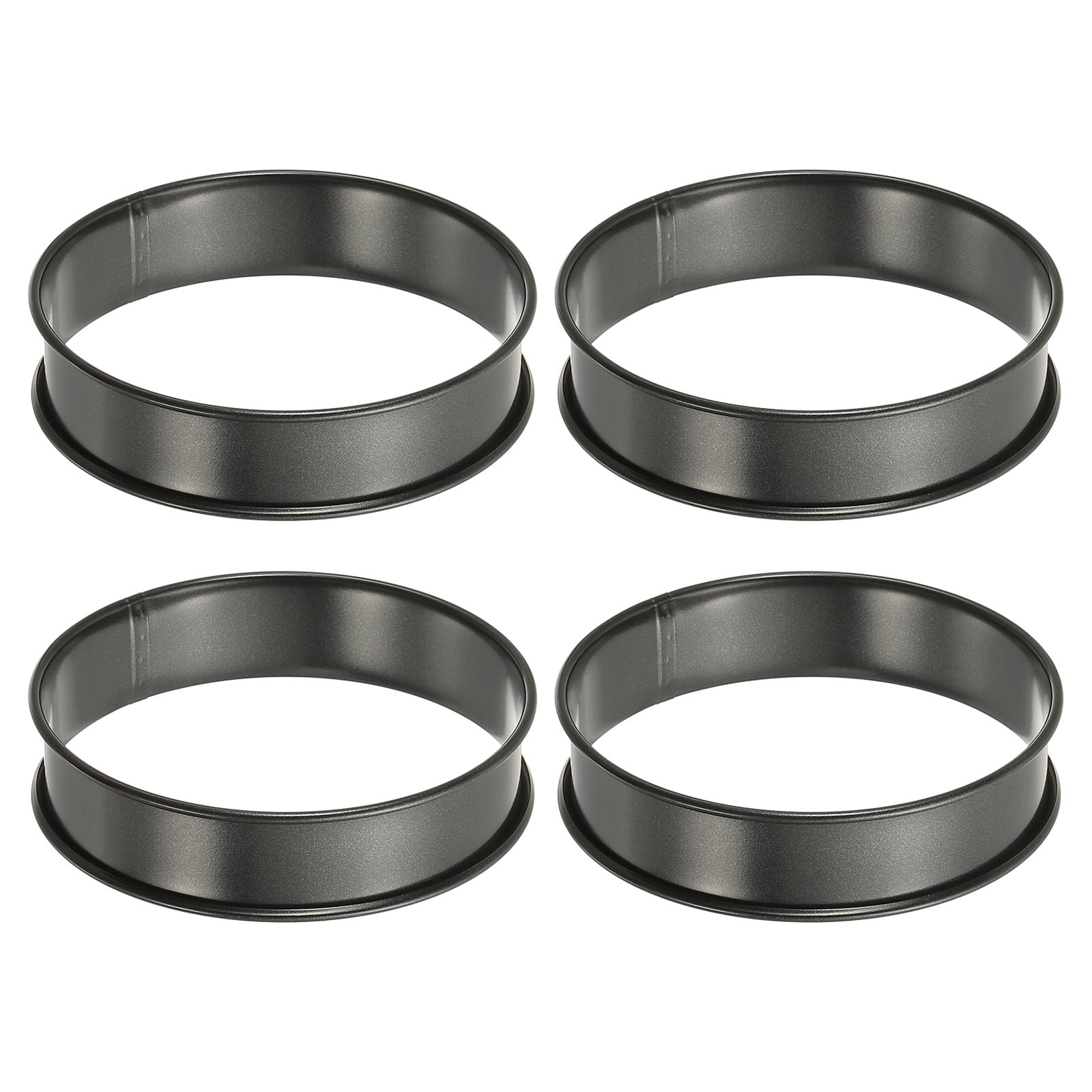 Uxcell 4pcs Crumpet Rings 3.94" Nonstick Double Rolled Round Cake Ring ...