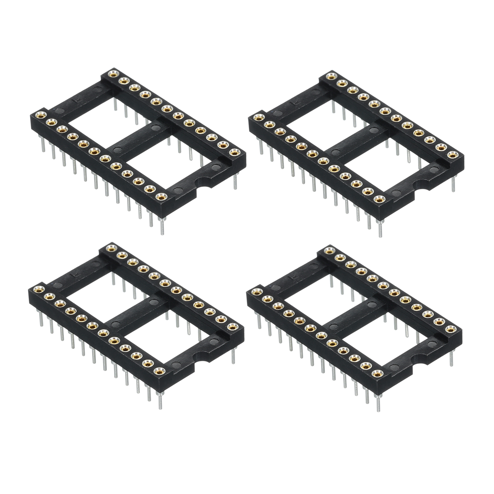Uxcell 4pcs DIP IC Chip Socket Adapter Round Pin 24P 2.54mm Pitch IC ...