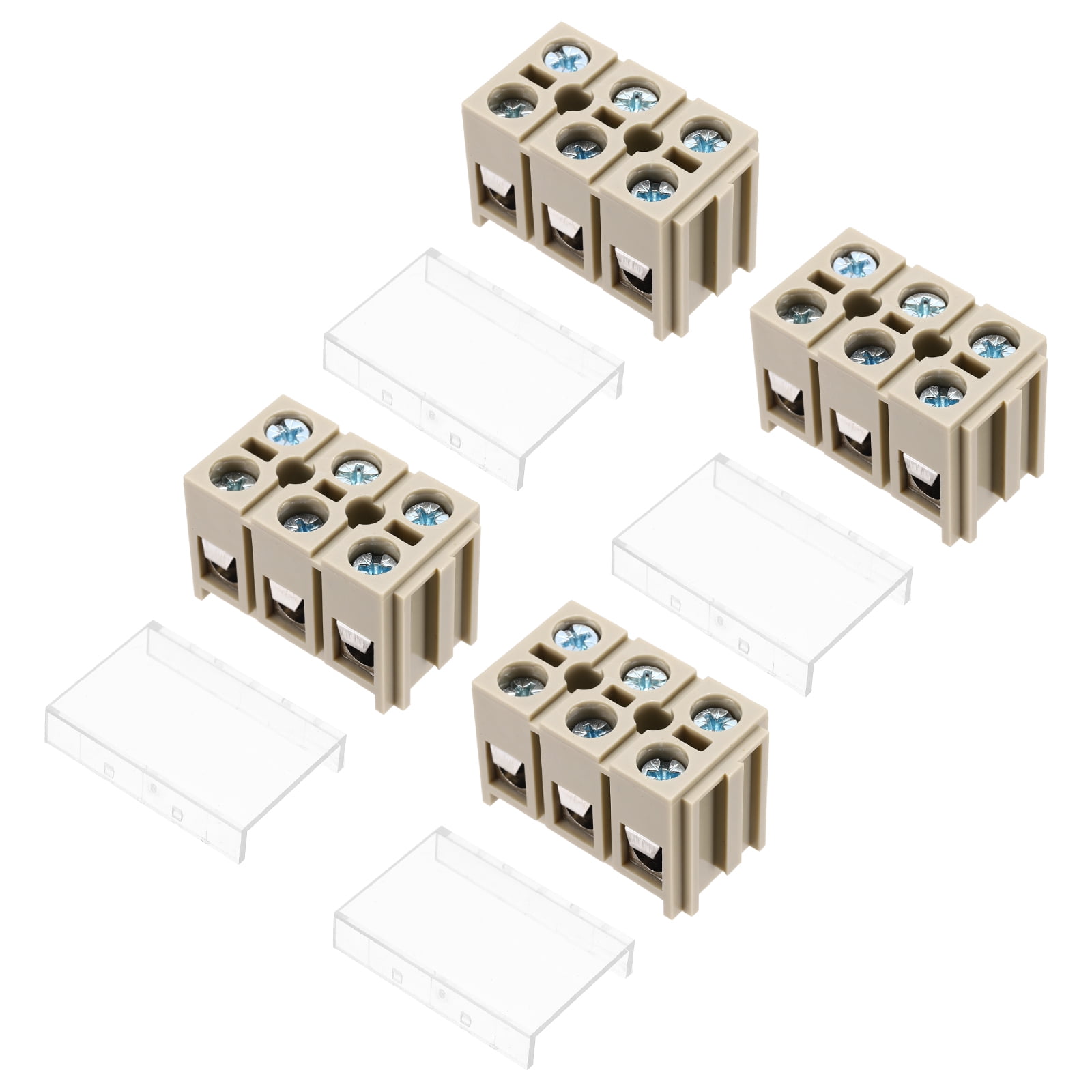 Uxcell 4pcs Dual Row Terminal Block, 3 Positions 660V 57A Removable Screw Terminals Strip, Cable ...