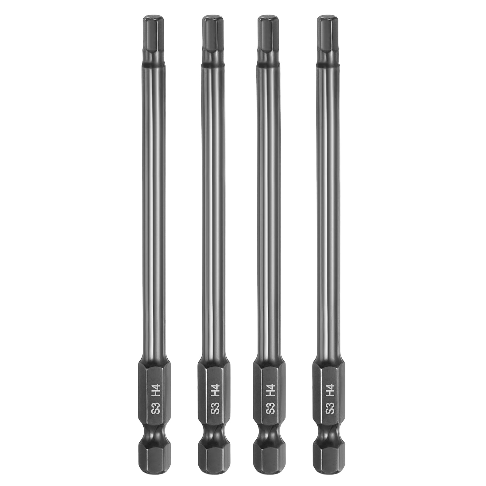 Uxcell 4pcs Flat Hex Screwdriver Bit H4 Magnetic Tip 1/4" Hex Shank 4 ...