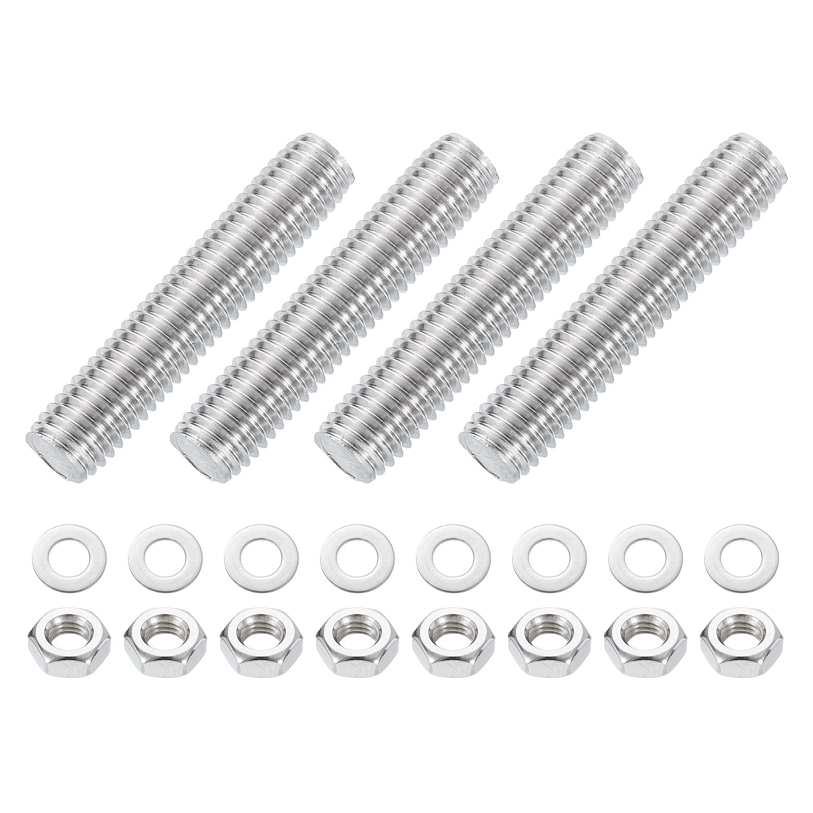 Uxcell 4pcs Fully Threaded Rod, M10 x 50mm 201 Stainless Steel Right ...