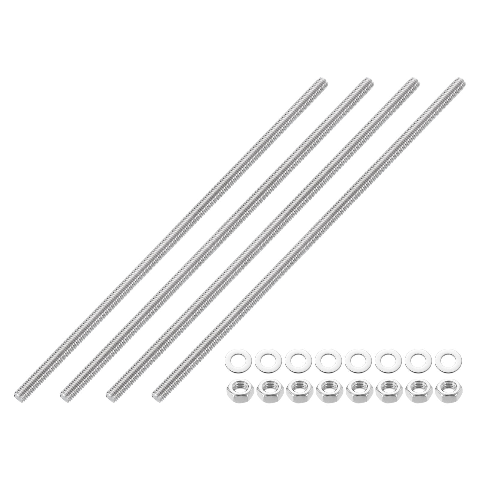 Uxcell 4pcs Fully Threaded Rod, M6 x 200mm 201 Stainless Steel Right ...