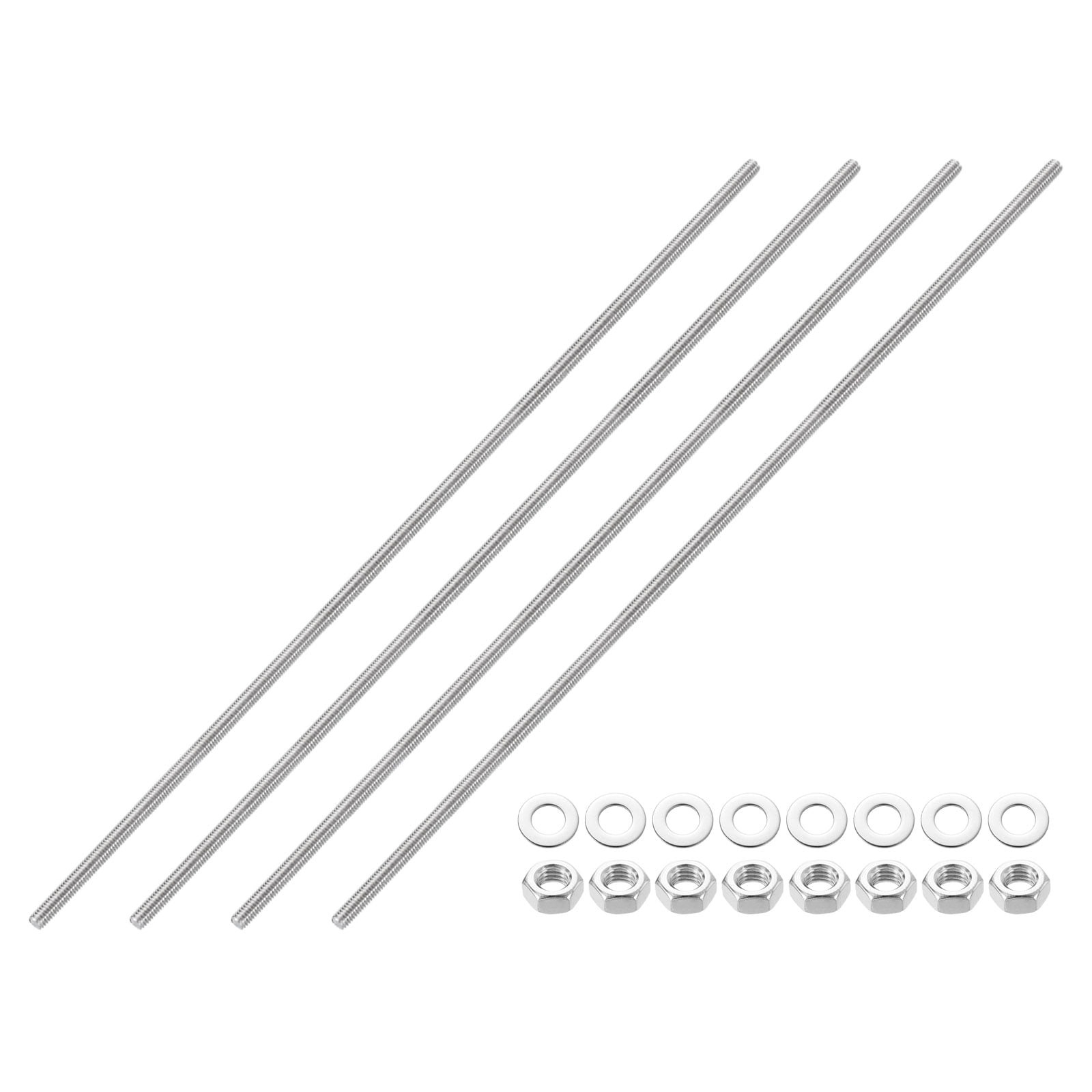 Uxcell 4pcs Fully Threaded Rod, M6 x 350mm 201 Stainless Steel Right ...