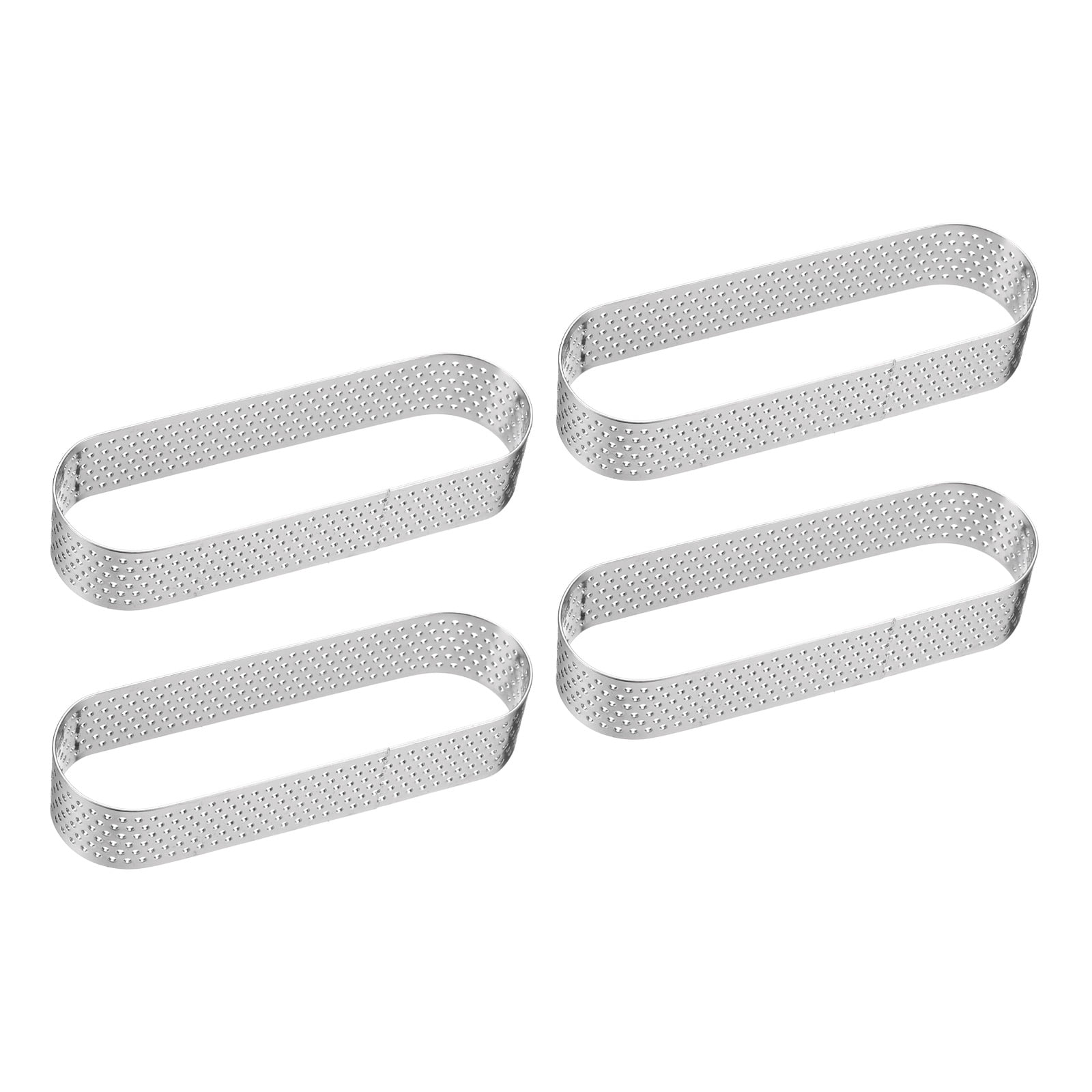 Uxcell 4pcs Perforated Cake Rings 4.33" Stainless Steel Oval Tartlet ...