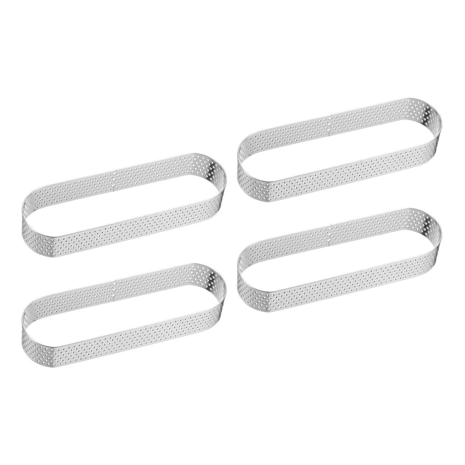 Uxcell 4pcs Perforated Cake Rings 5.12" Stainless Steel Oval Tartlet ...