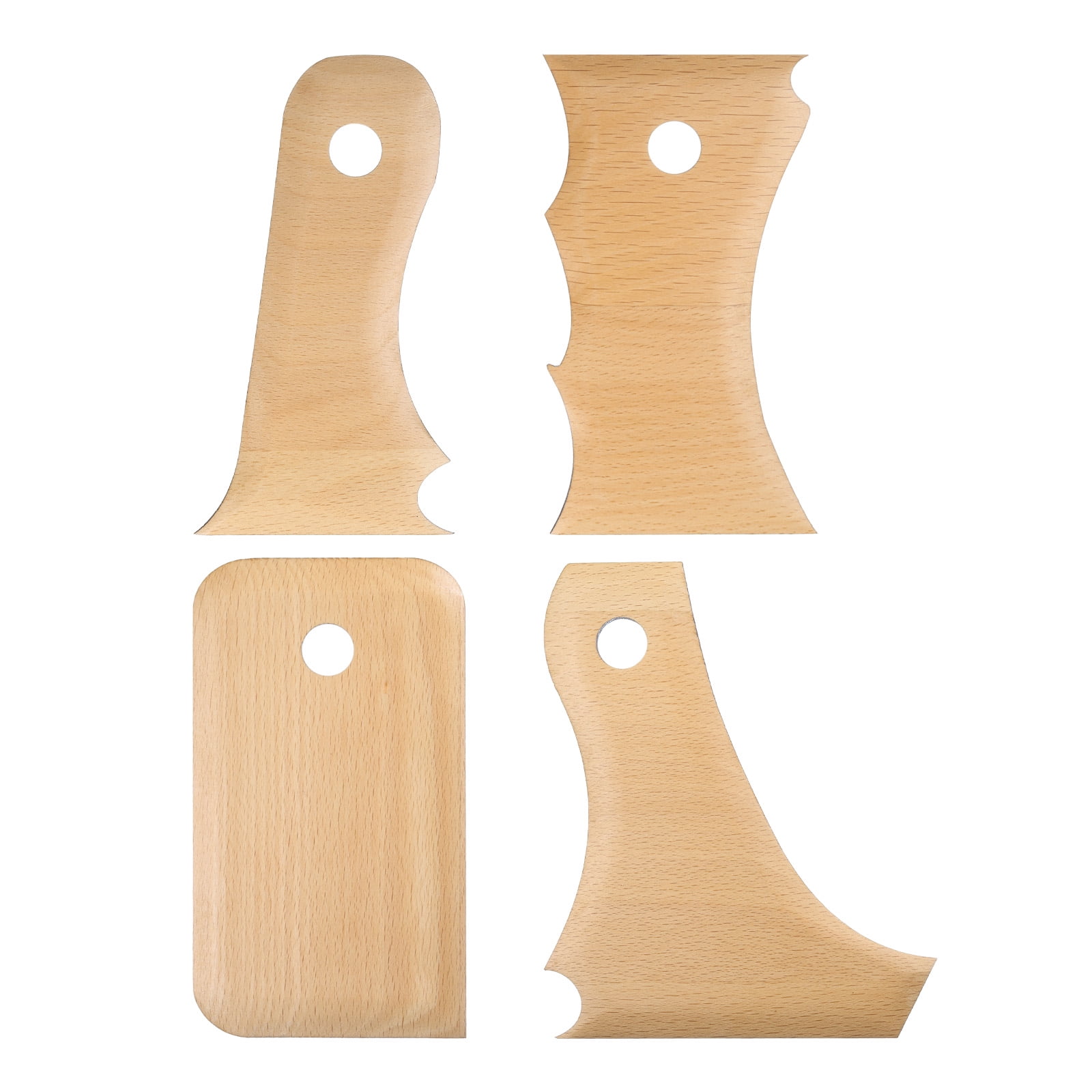 Uxcell 4pcs Pottery Ribs Trimming Tools Beech Pottery Profile Curved ...